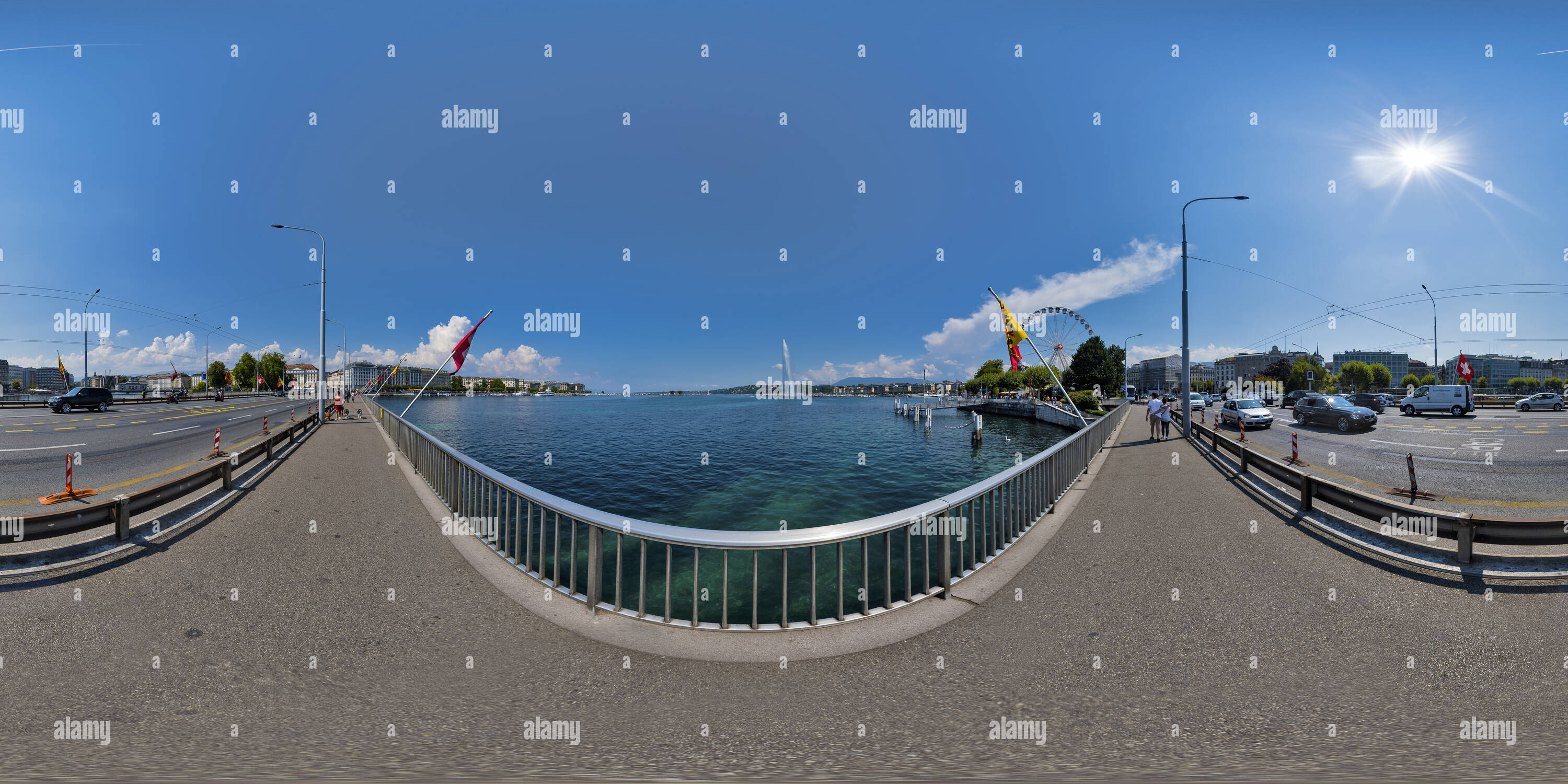 360° view of Mont-Blanc bridge, Geneva, Switzerland - Alamy