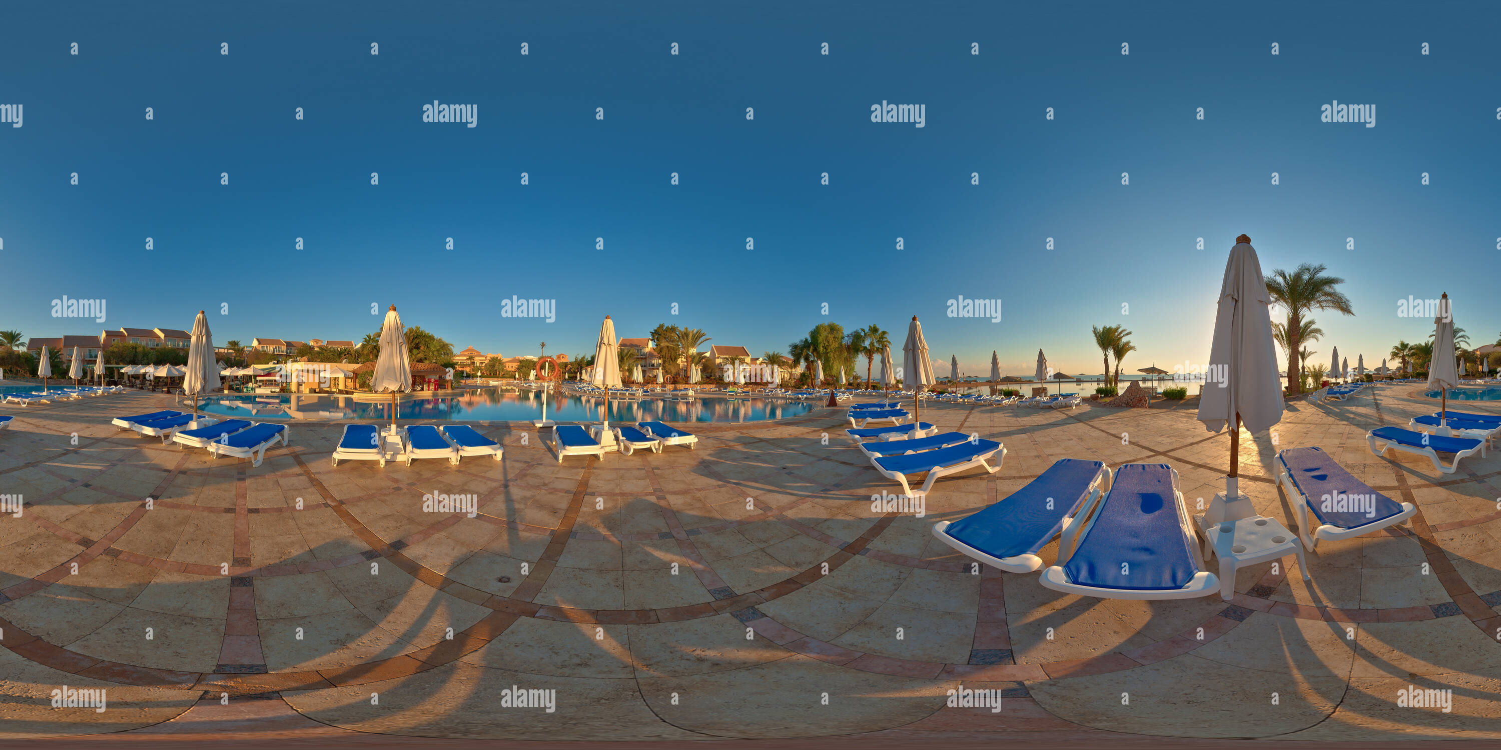 360° view of Morning at the pool - Alamy