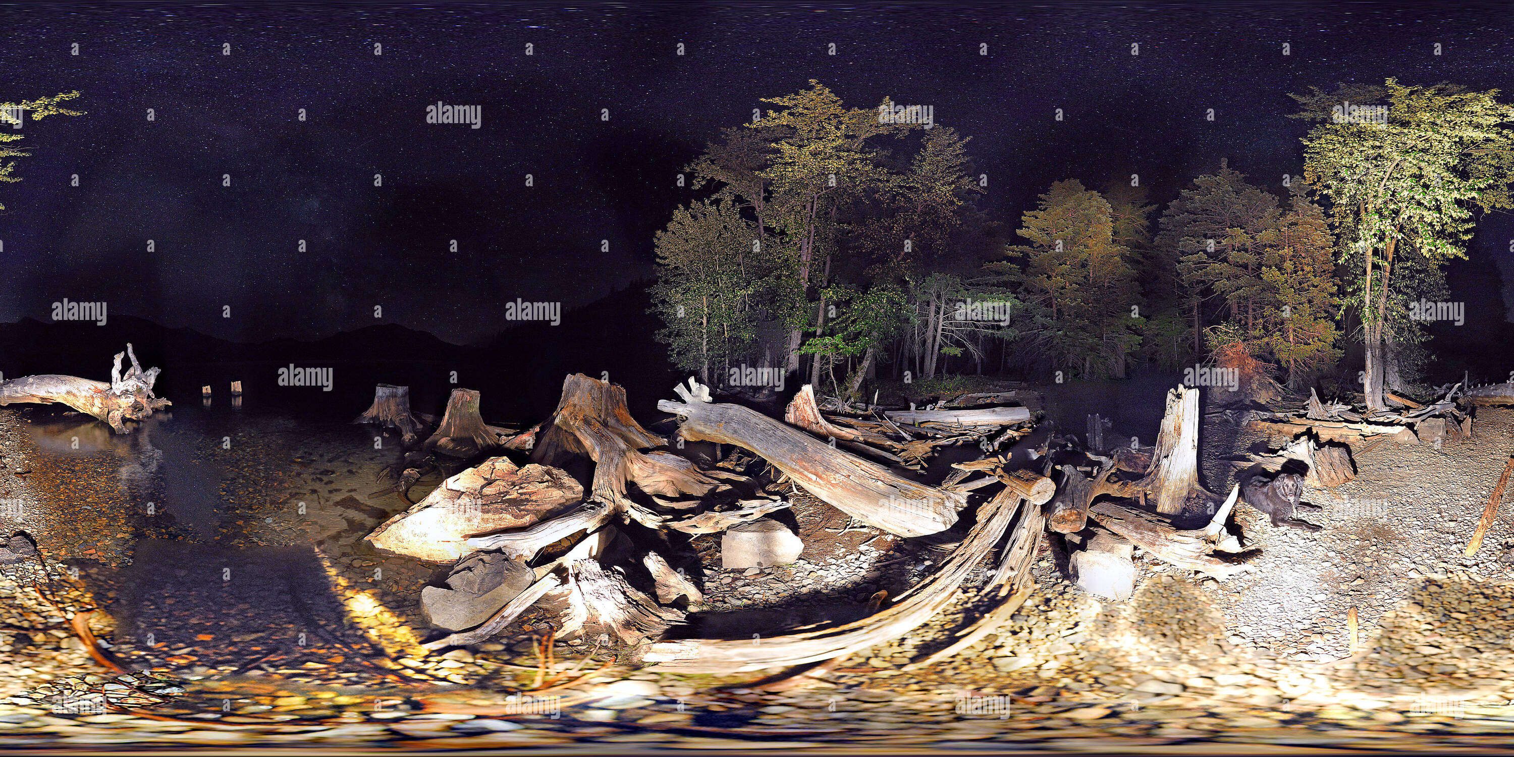 360° view of Bumping Lake Panorama, Night Sky - Alamy
