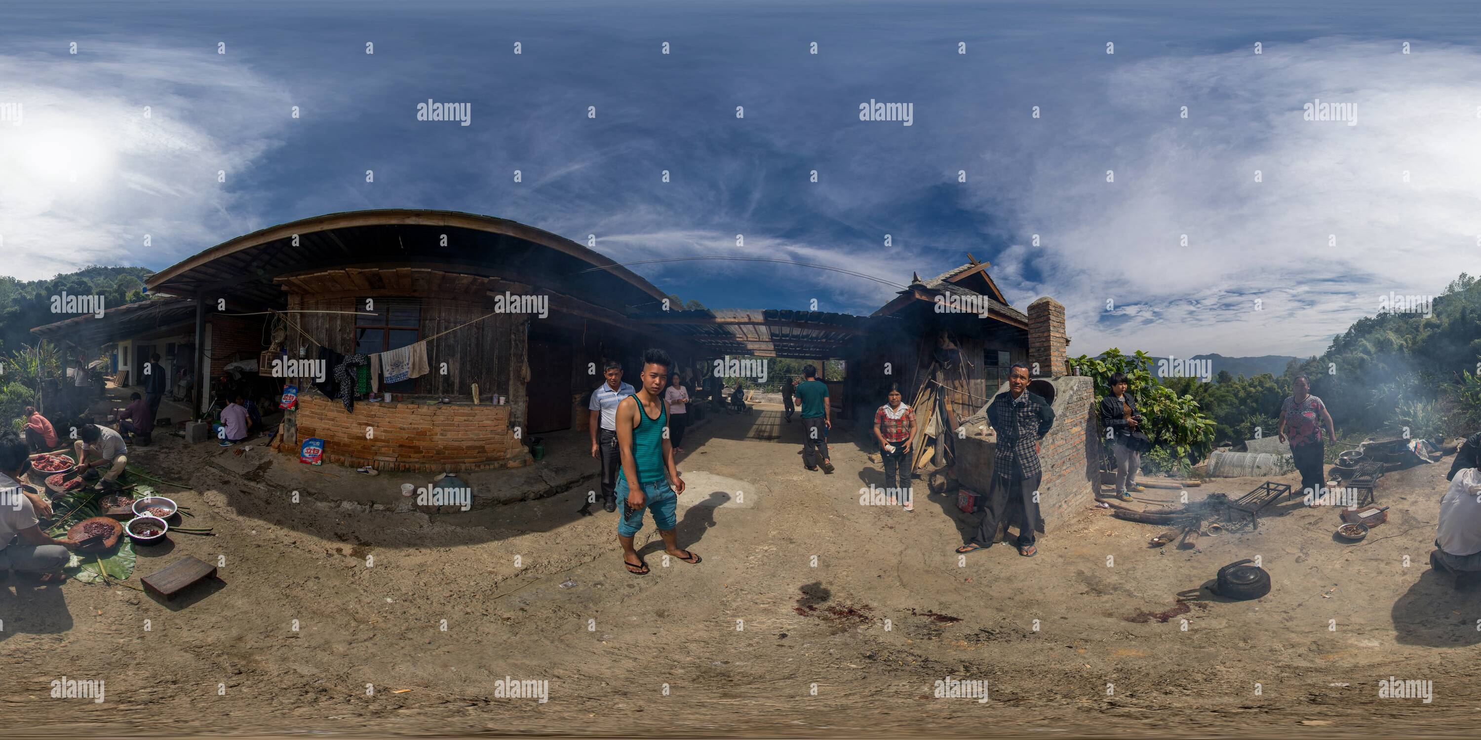 360° view of longbeng village jingmai - Alamy