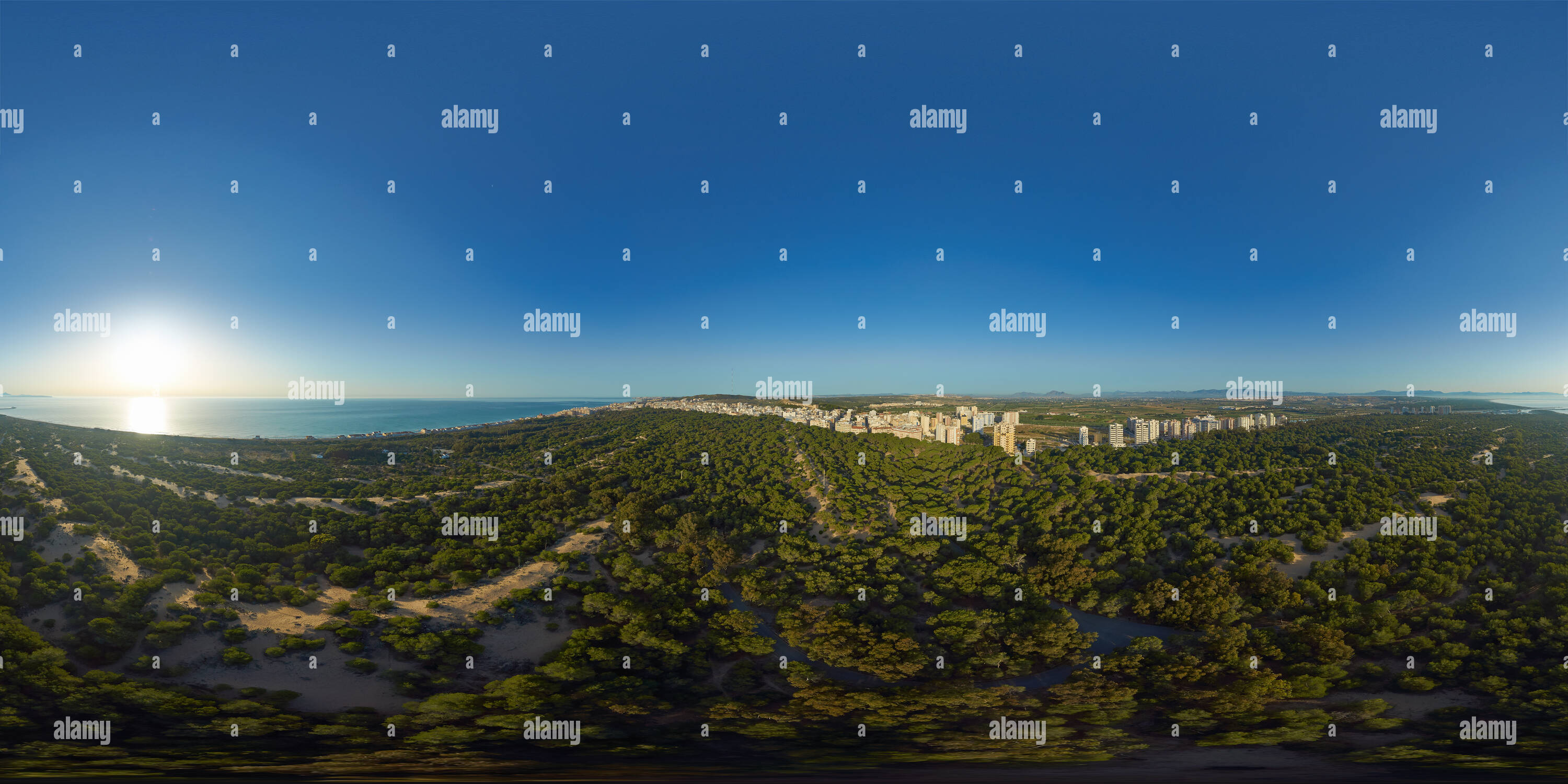 360° view of Aerial 360º panorama of Guardamar del Segura sand dunes ...