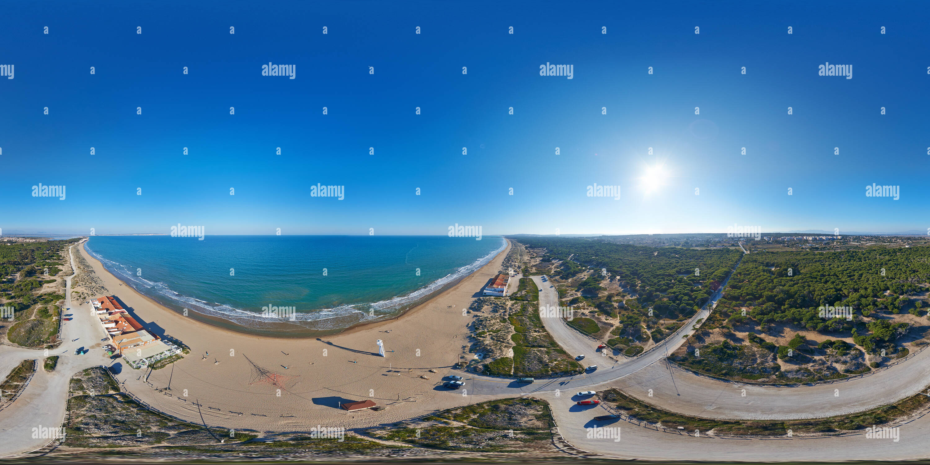 360° view of Aerial panorama of La Marina Beach, Elche - Alamy