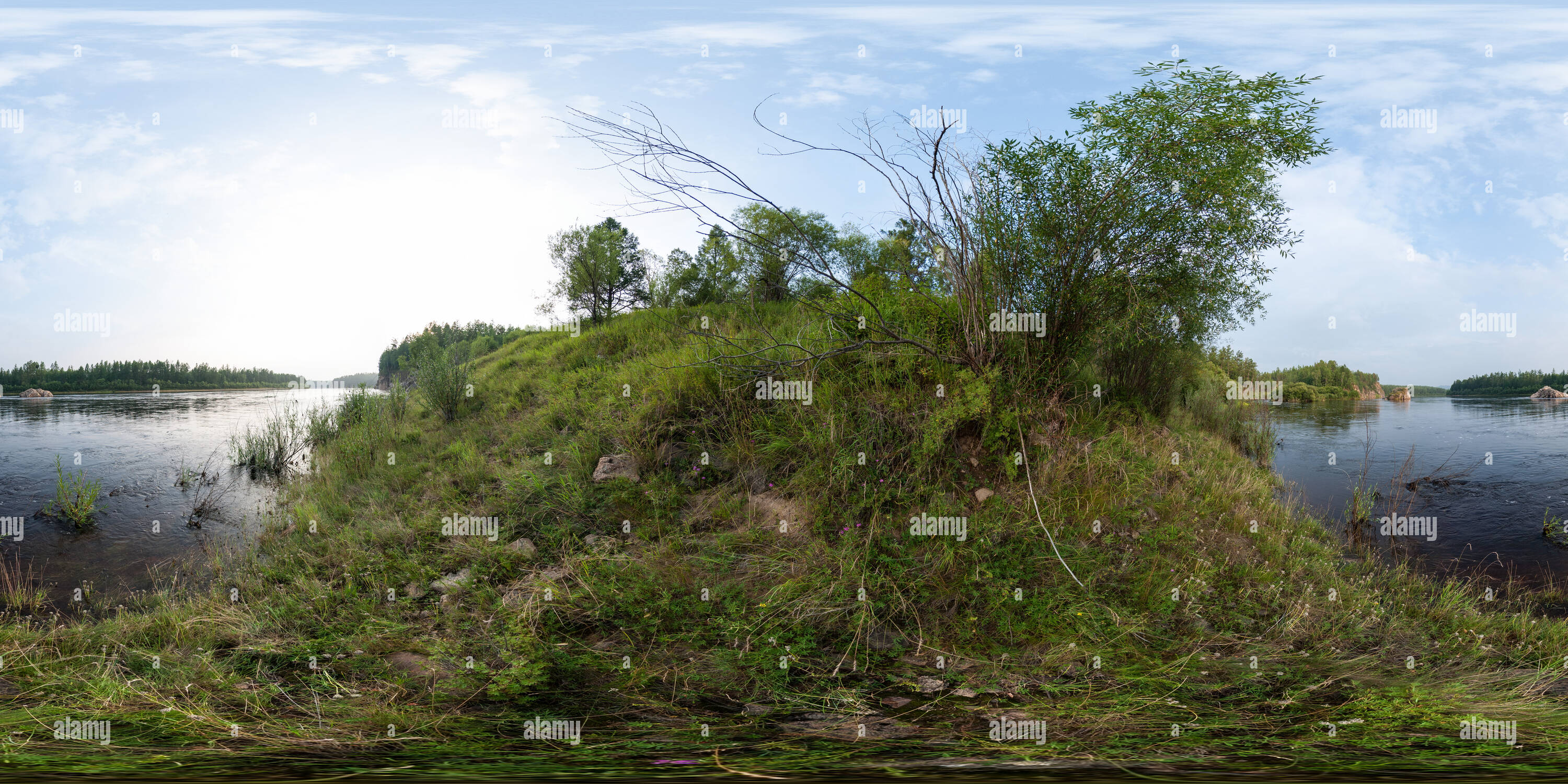 360° view of Vitim river bank near "Three Brothers" rocks - Alamy