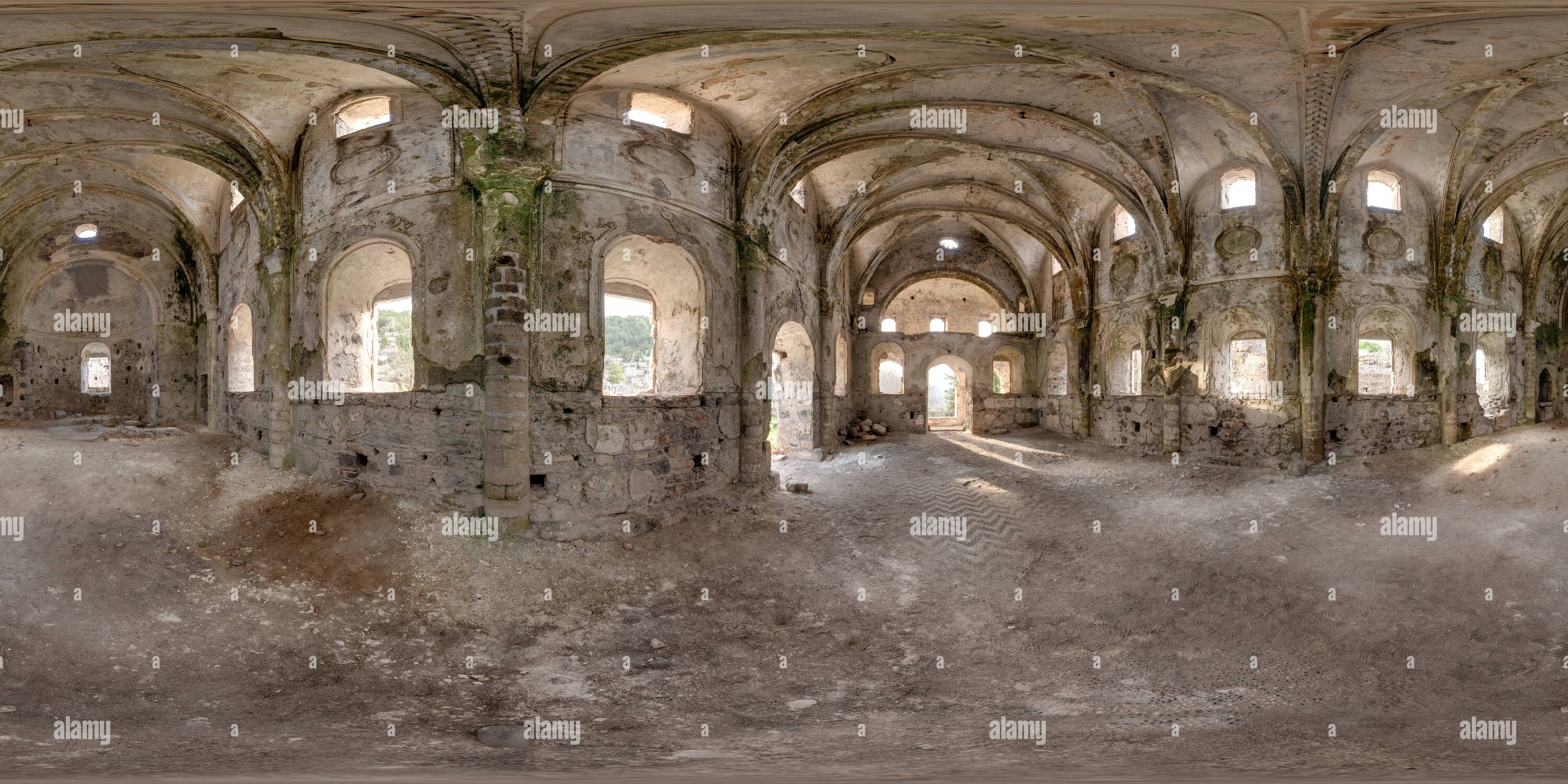 360° view of Kayakoy. Abandoned Church - Alamy