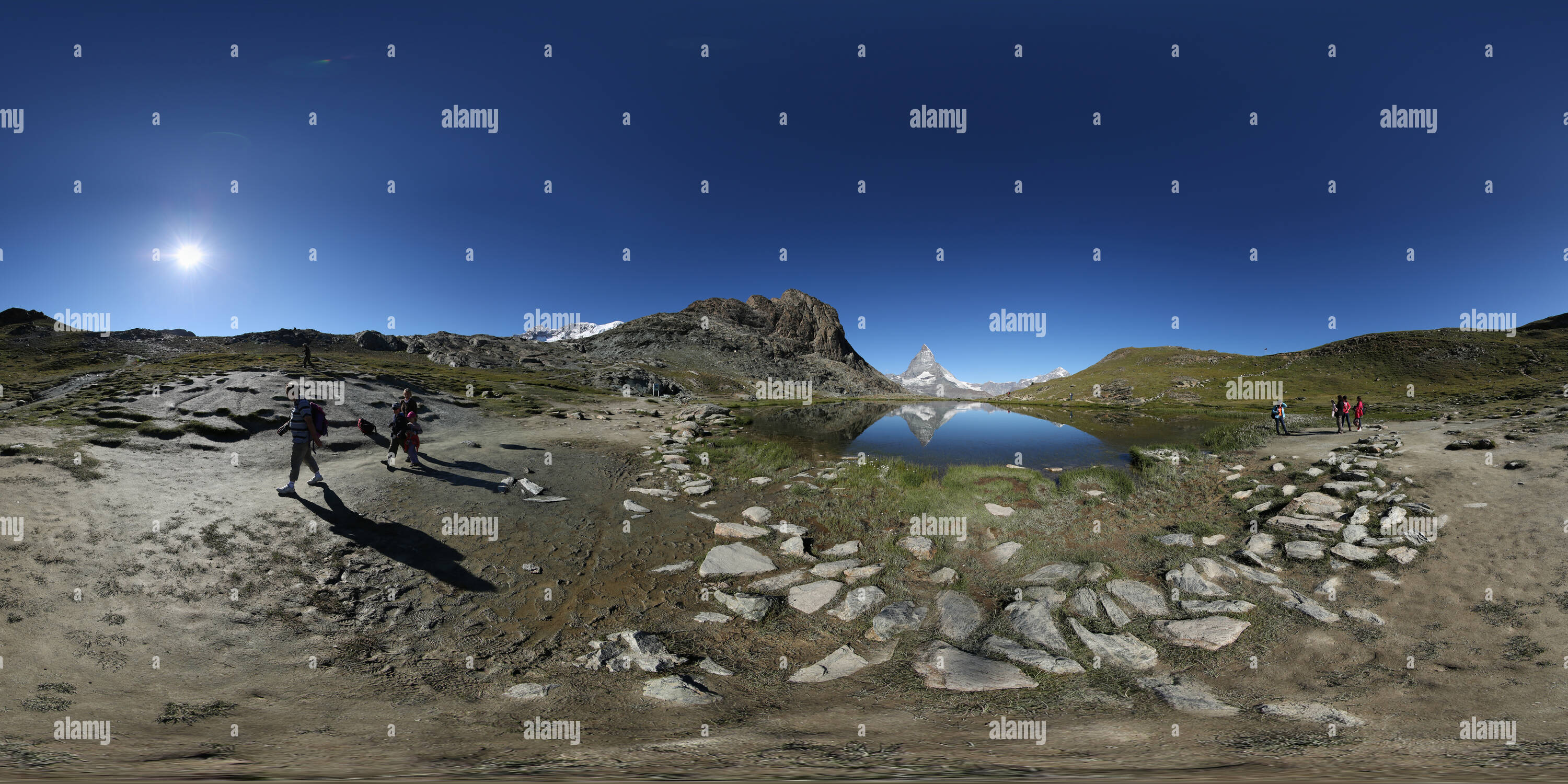 360° view of Reflection of the Matterhorn on Riffelsee - Alamy