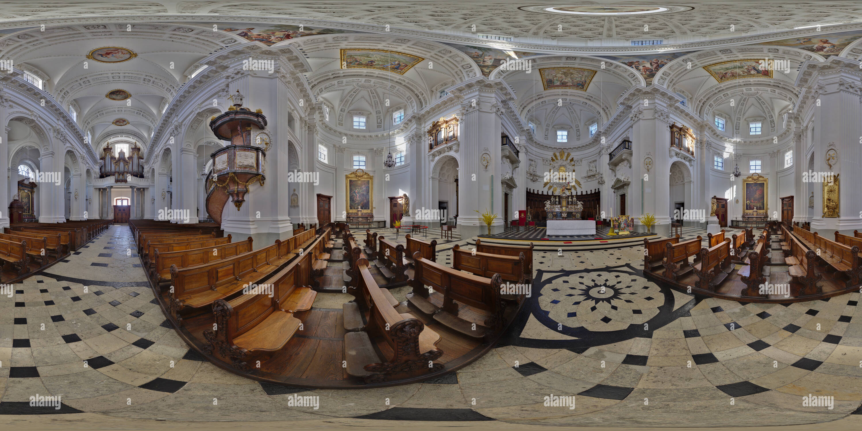 360° view of St Ursus Cathedral Solothurn interior - Alamy