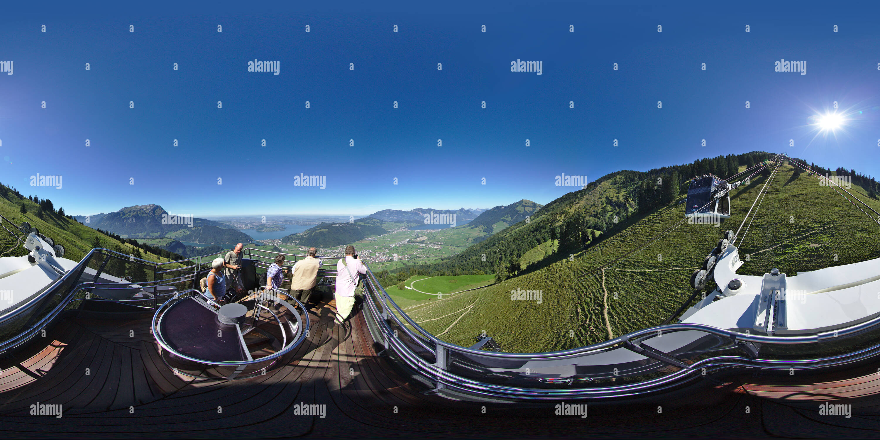 360° view of Worlds first cabrio-style cable car in Stanserhorn ...