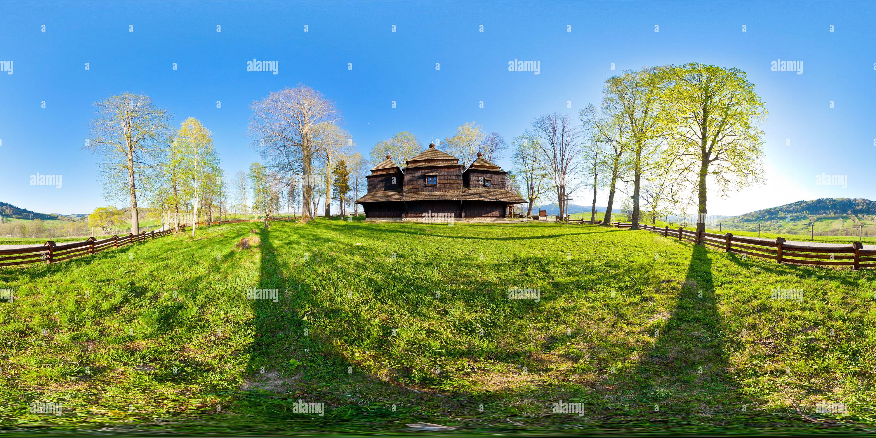 360° view of Smolnik nad Sanem, Greek Catholic church. St. Michael the ...