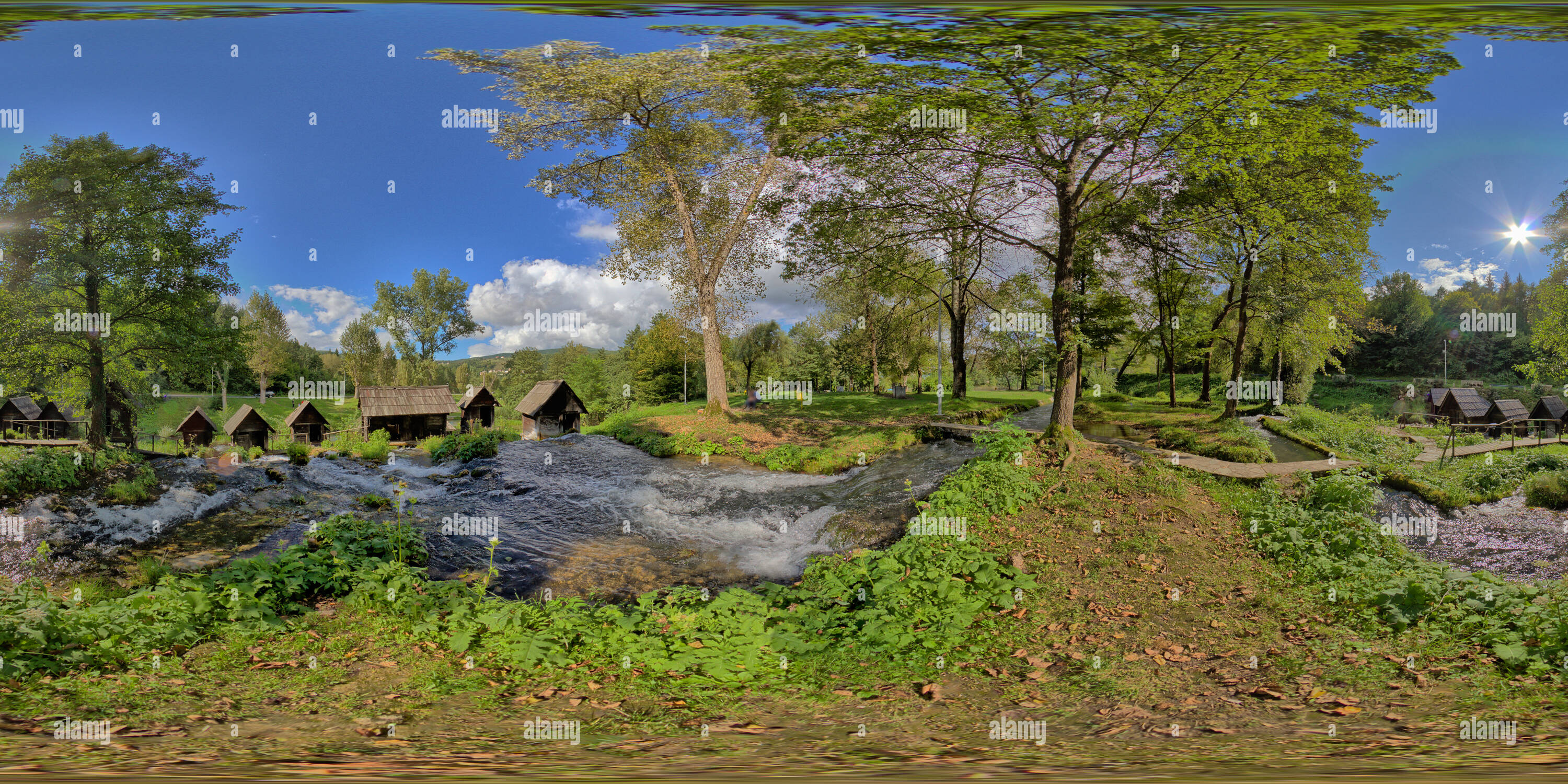 360° view of the water mills of Jaice 01 - Alamy