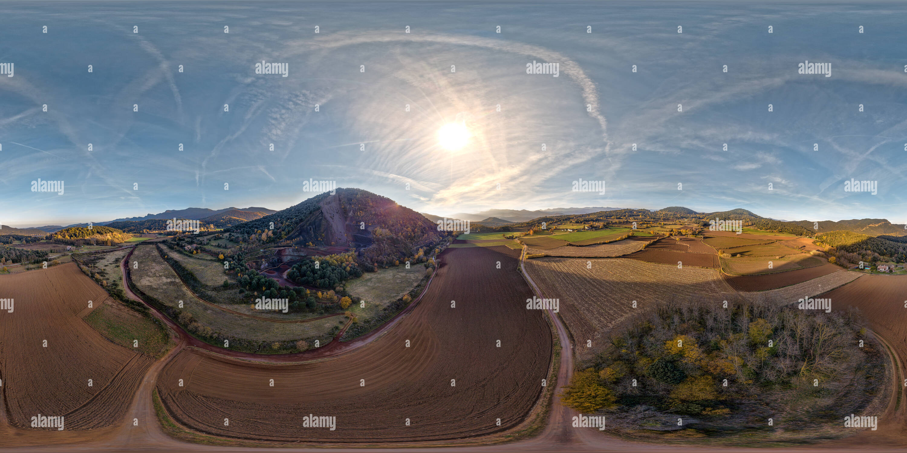 360° view of Volcano El Croscat, Santa Pau. Girona in view of Dron - Alamy