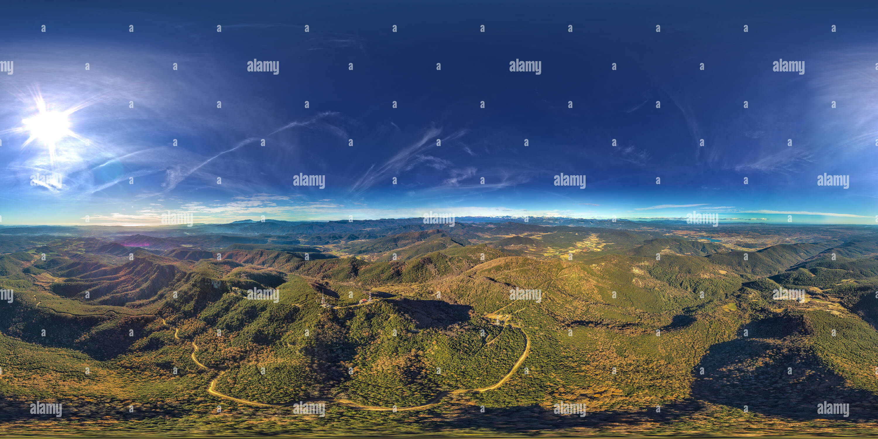 360° view of Montain of Rocacorba-Girona. In view of Dron - Alamy