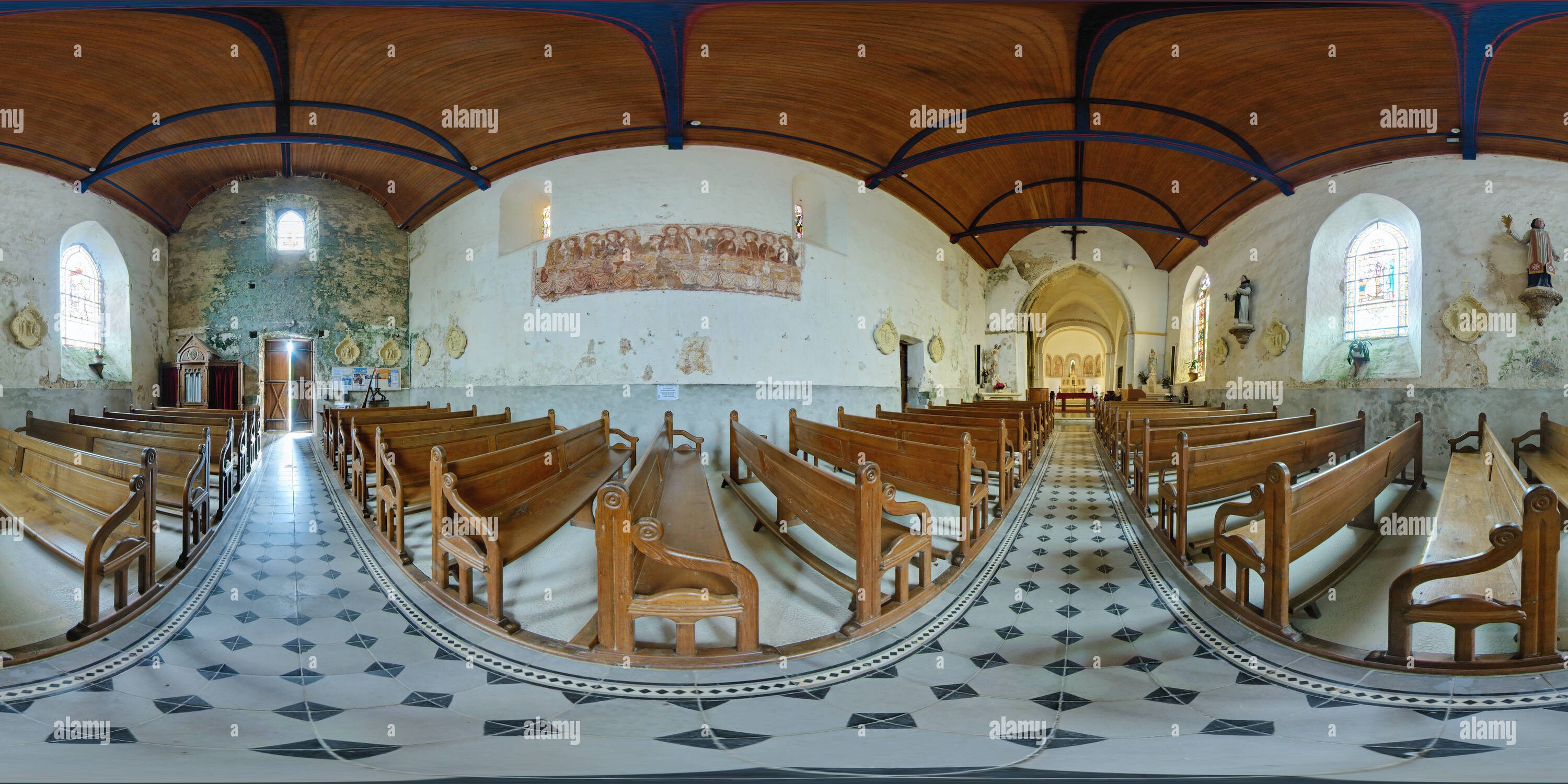 360° view of Fresque de la nef de l'église de Savigny - France - Alamy