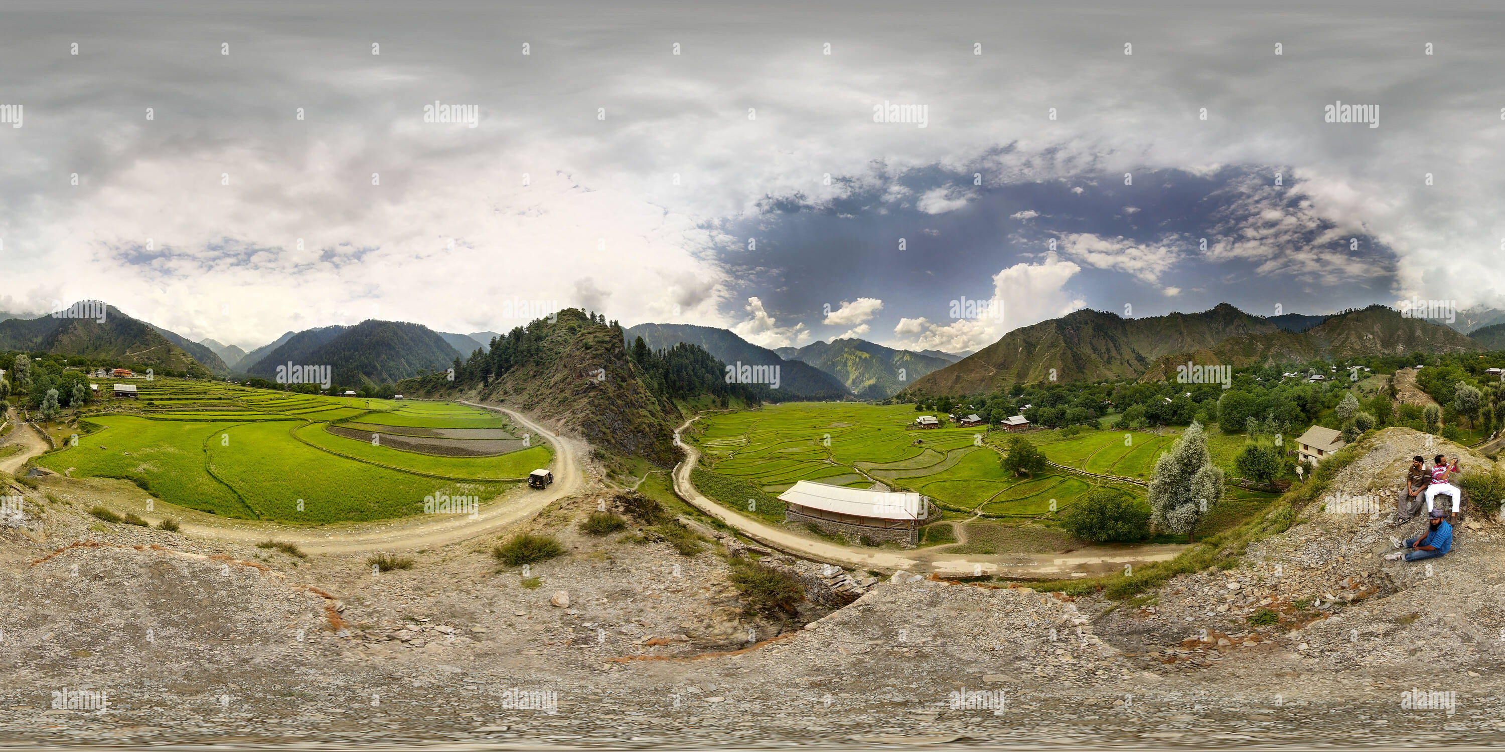 360° view of Nocot valley rice fields, Azad Kashmir, Pakistan - Alamy
