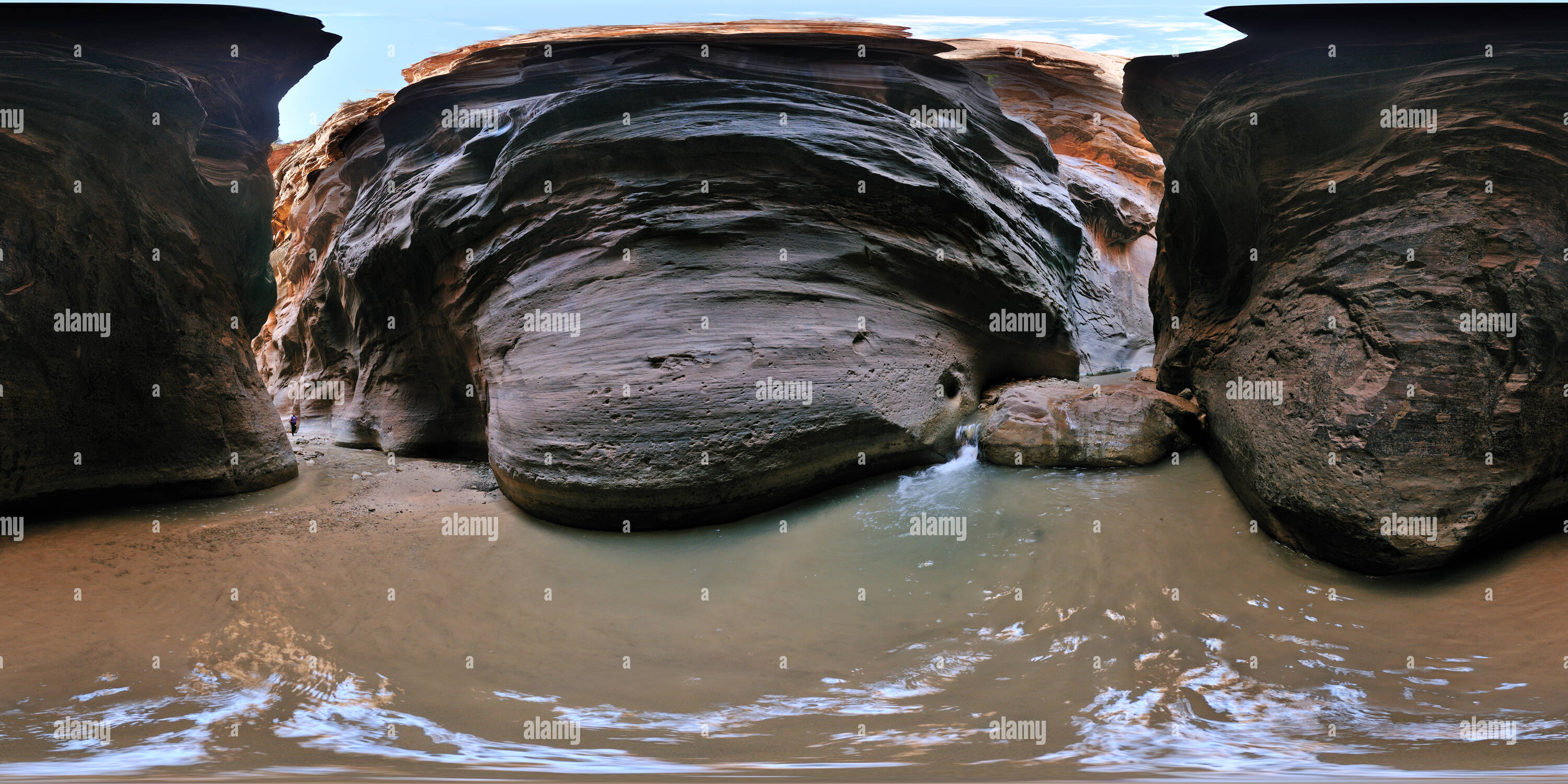 360° view of Virgin Narrows, Orderville Canyon, Zion National Park ...