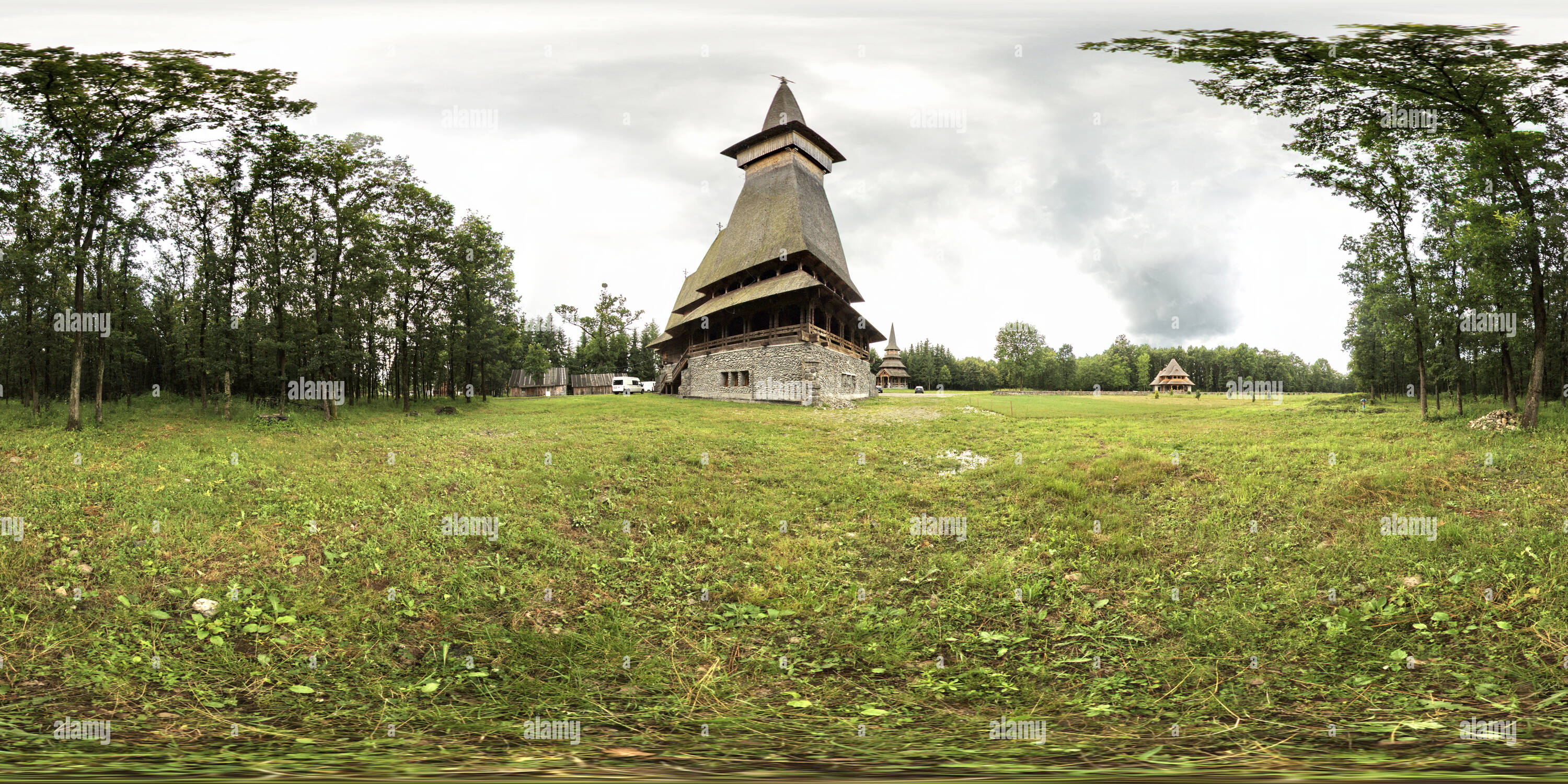 360° view of „Holy Archangels” church, „Peri” monastery, Sapanta ...