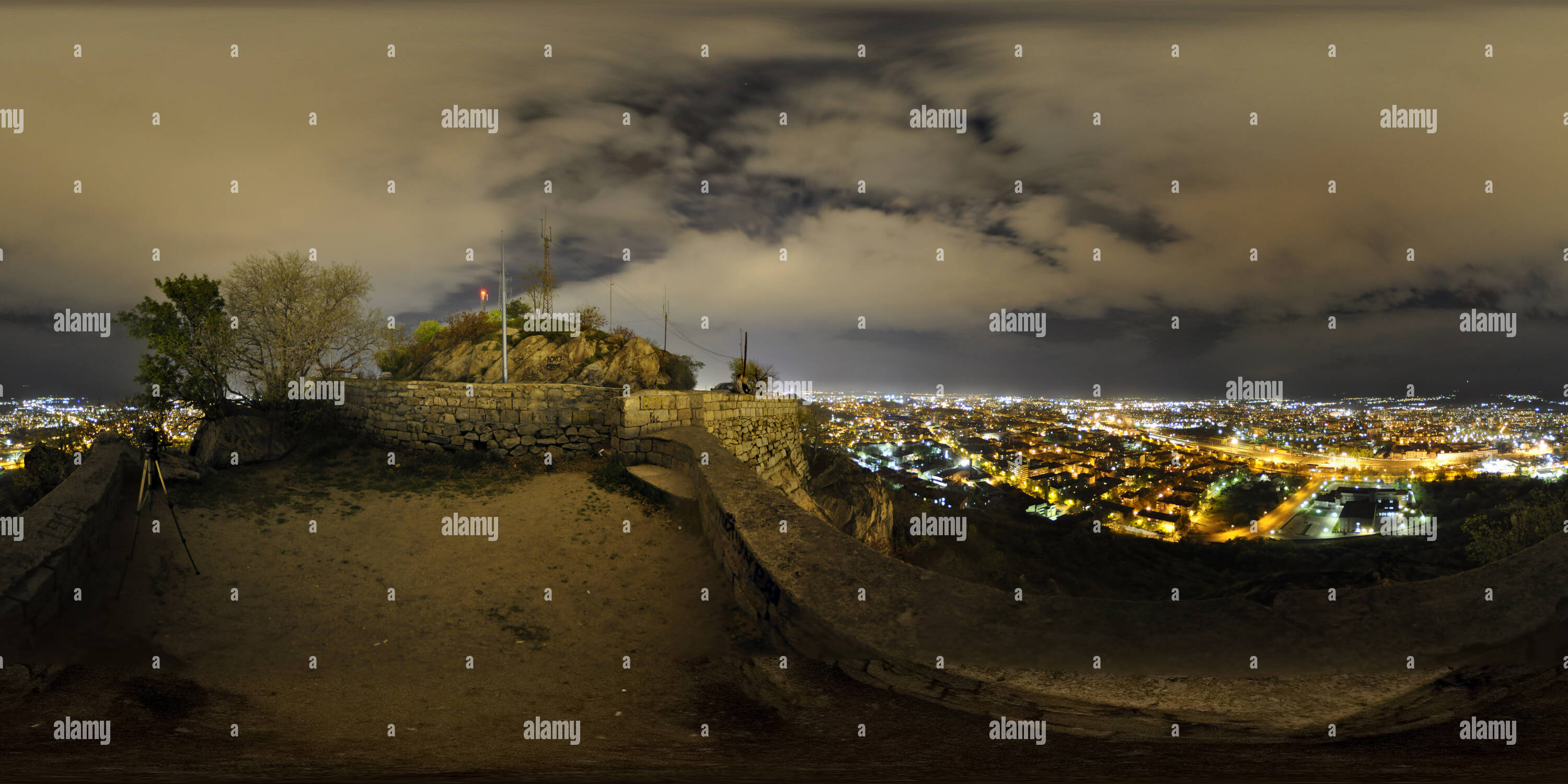 360° view of Night panorama from Youth hill, Plovdiv, Bulgaria - Alamy