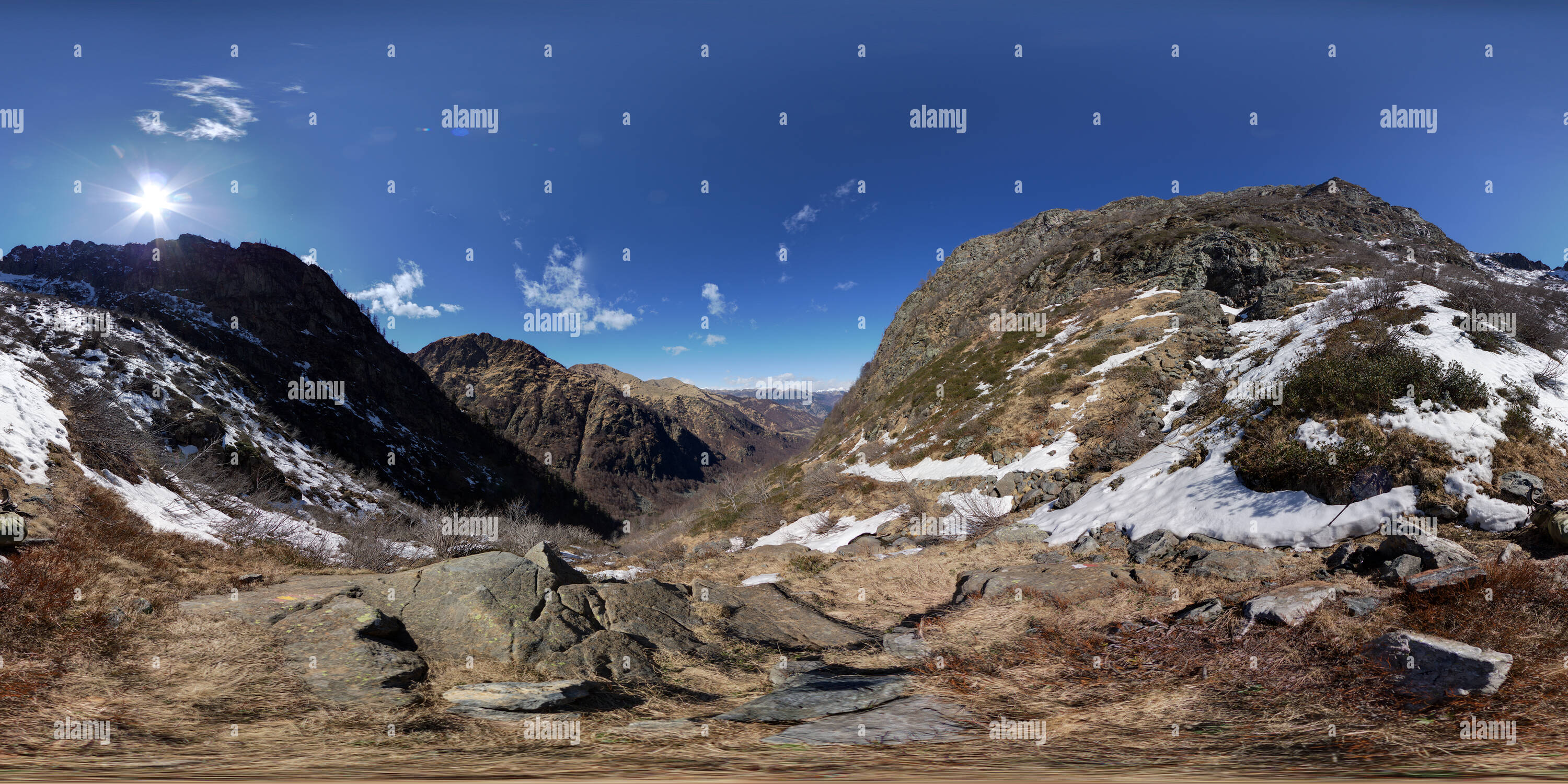 360° view of snowline below Bocchetta di Terza, April 2012 - Alamy