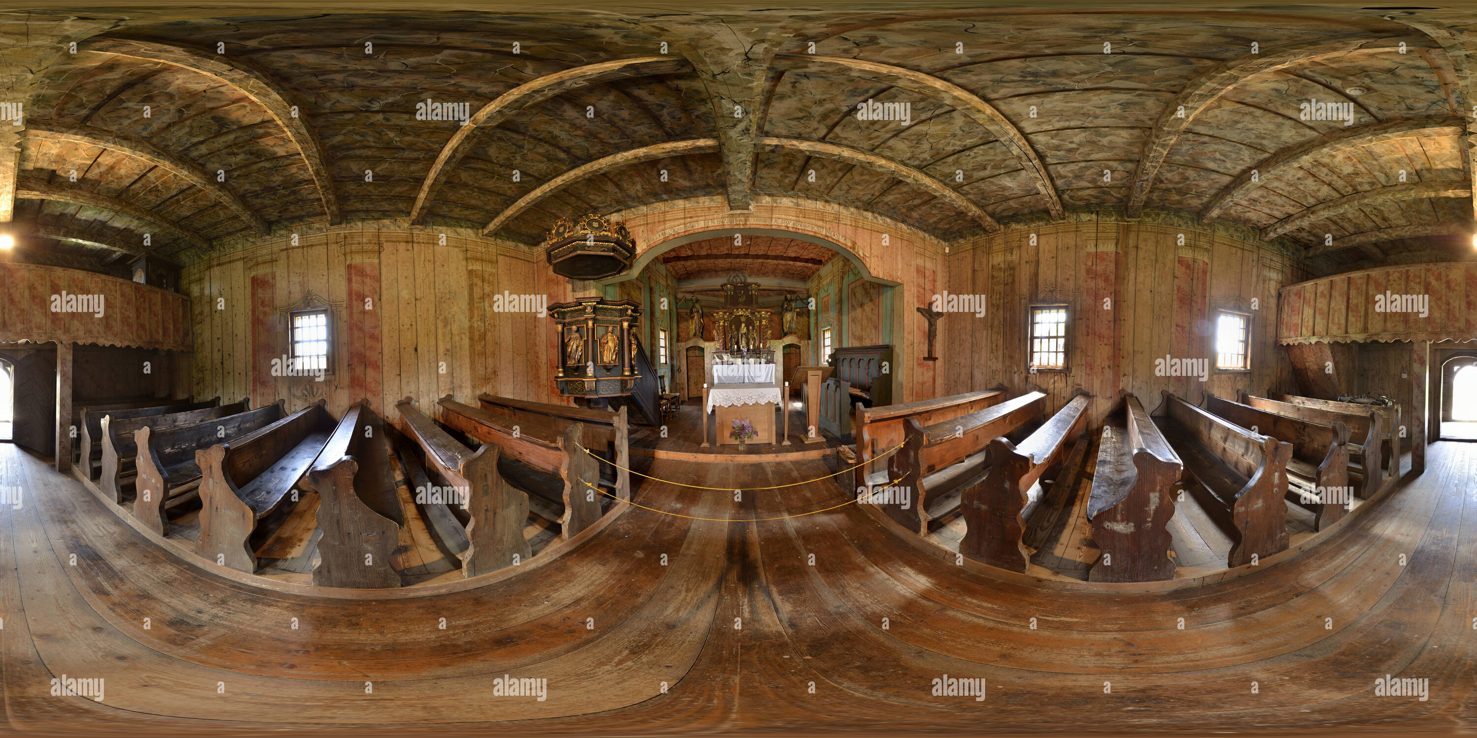 360° view of Museum of Slovak village - the interior of the chapel of ...