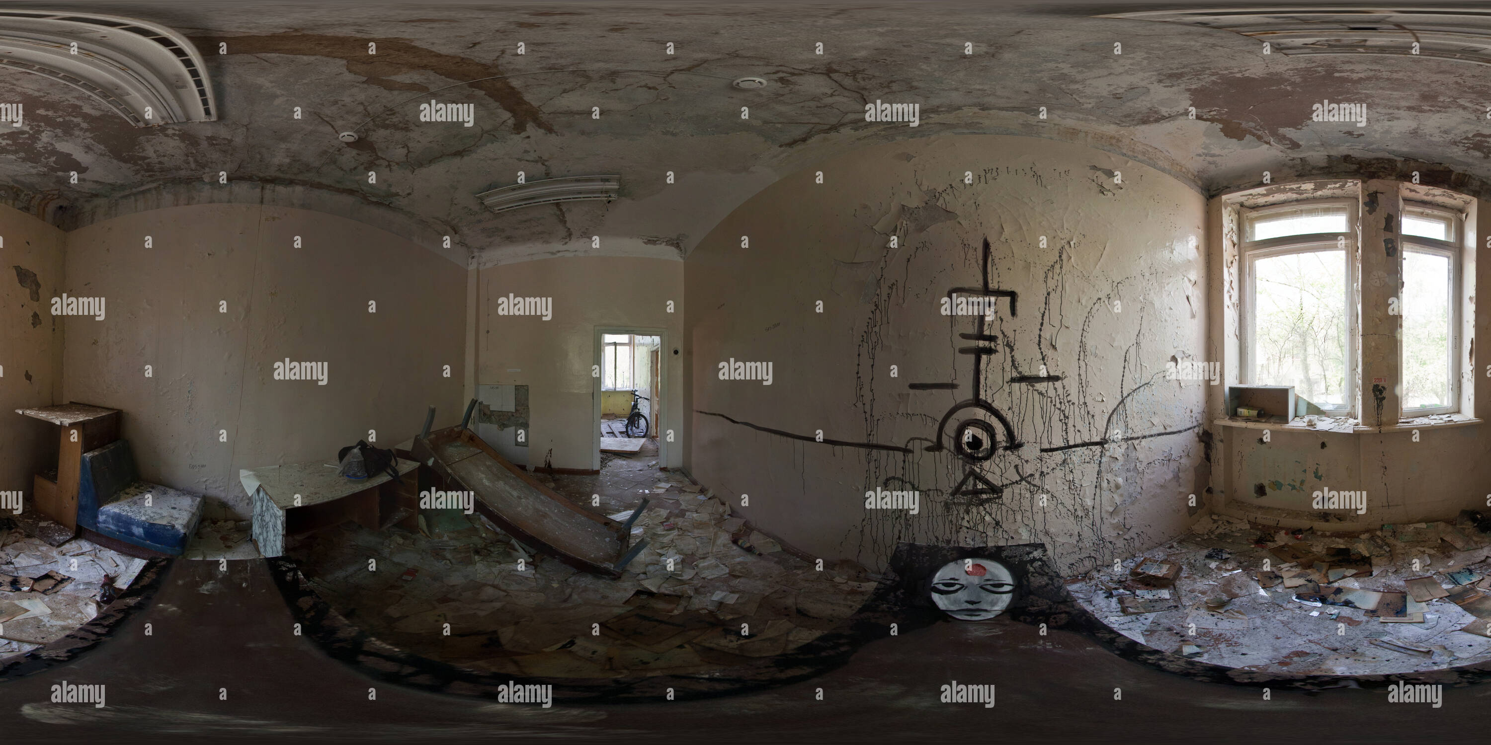 360° view of Sad face in abandoned hospital 2 - Alamy
