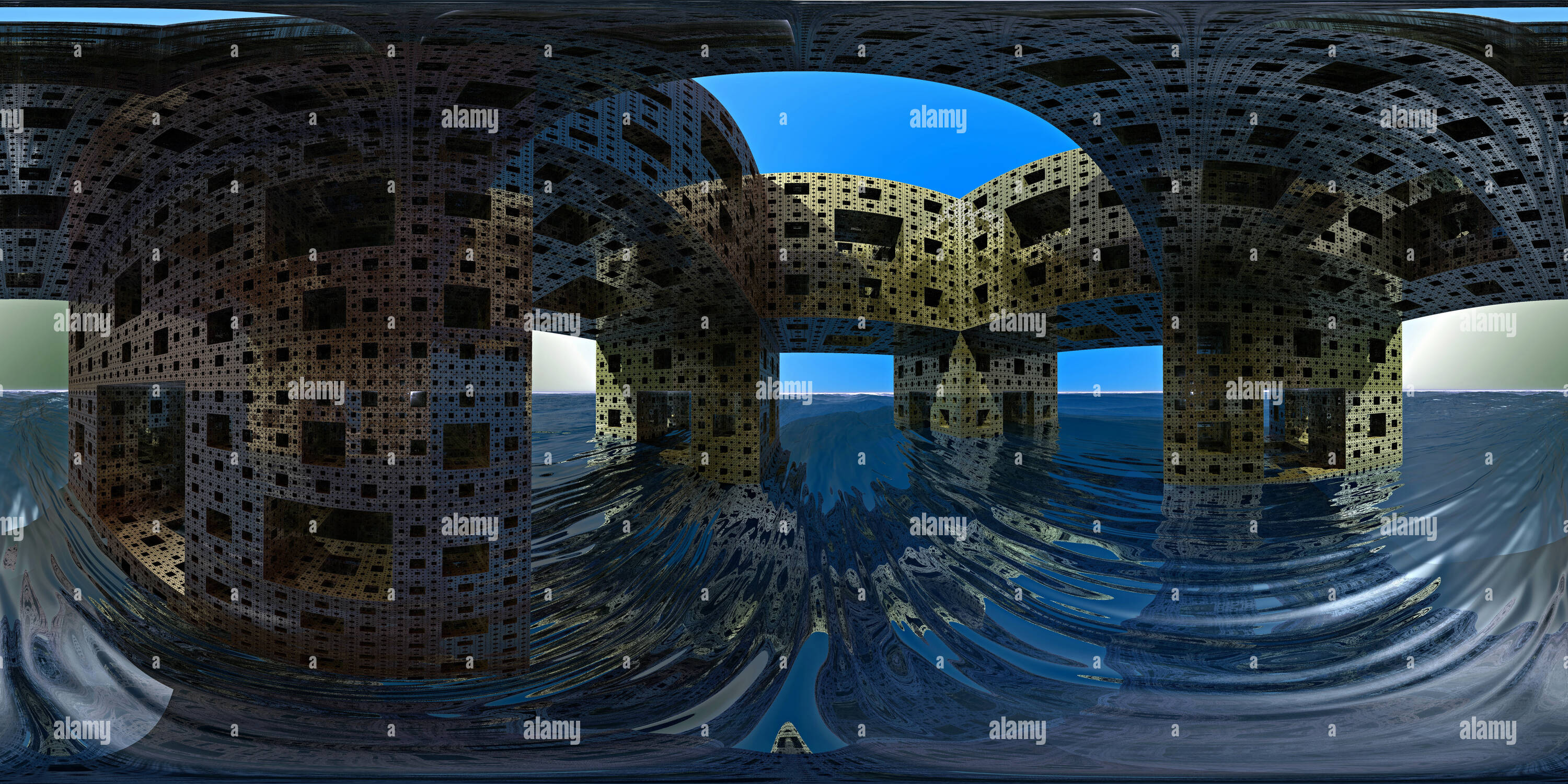 360° view of Menger sponge in water - Alamy
