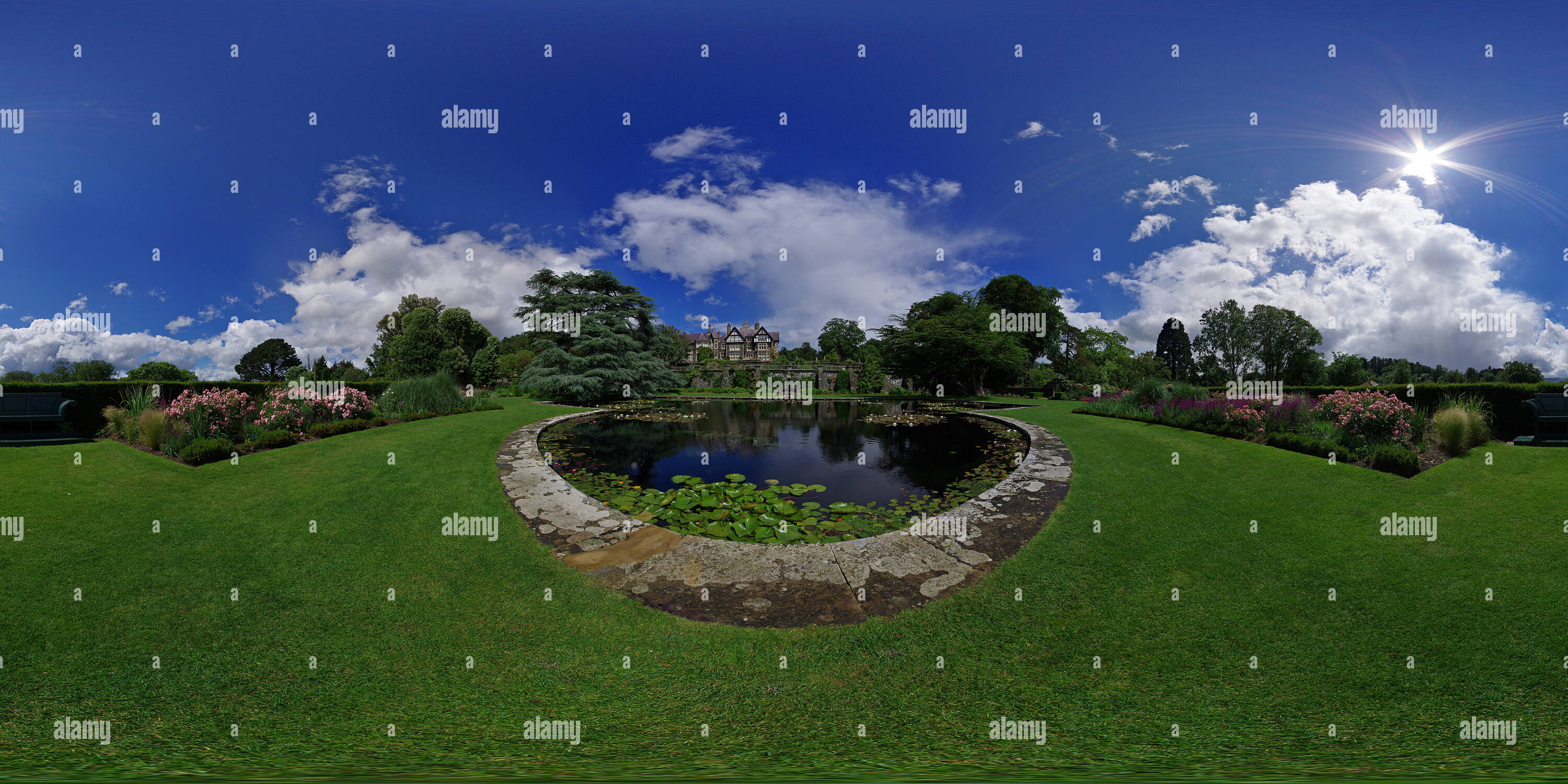360° view of Bodnant gardens - View of Bodnant Hall - Alamy