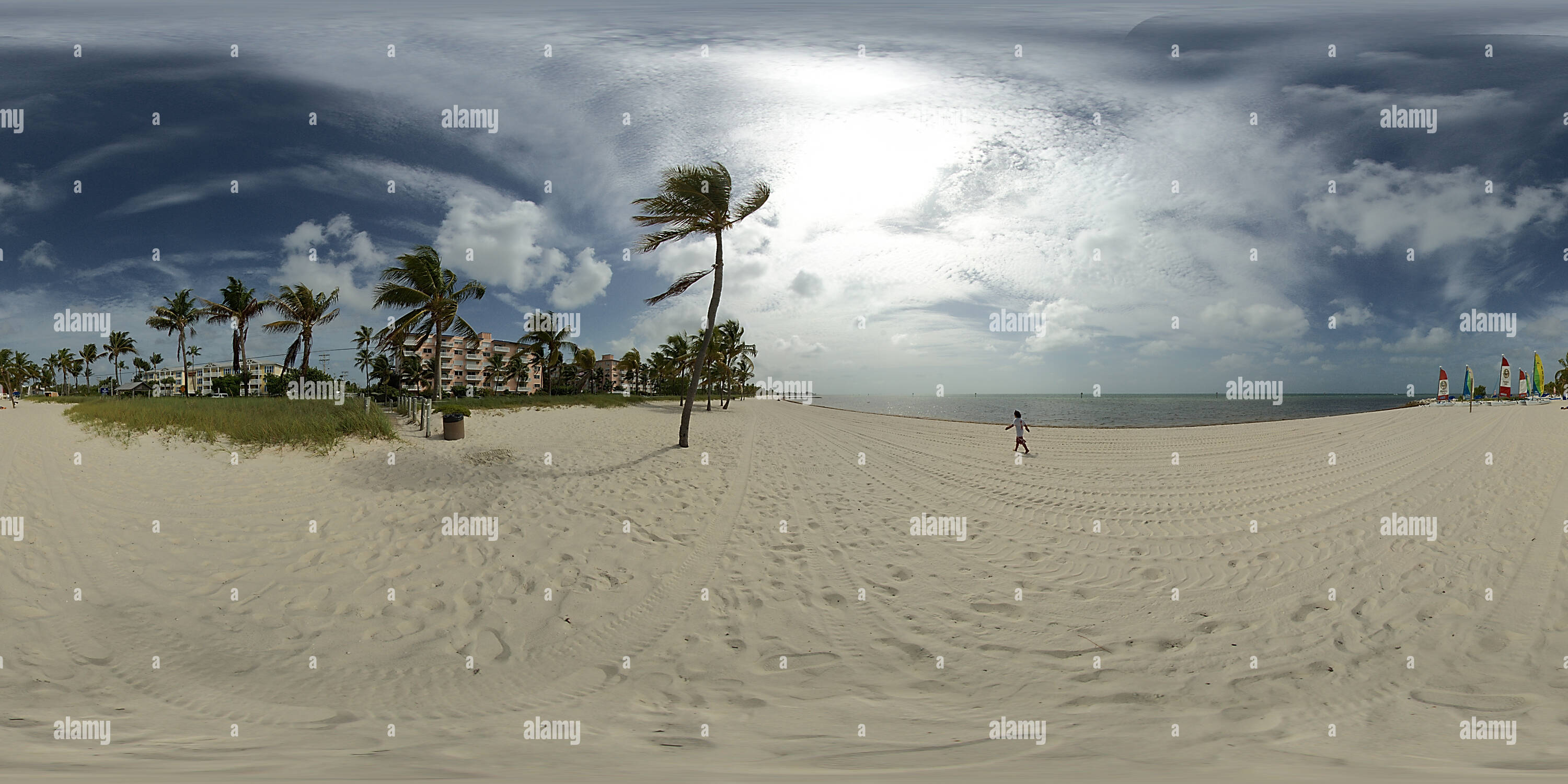 360° view of Key West Beach with kid walking - Alamy