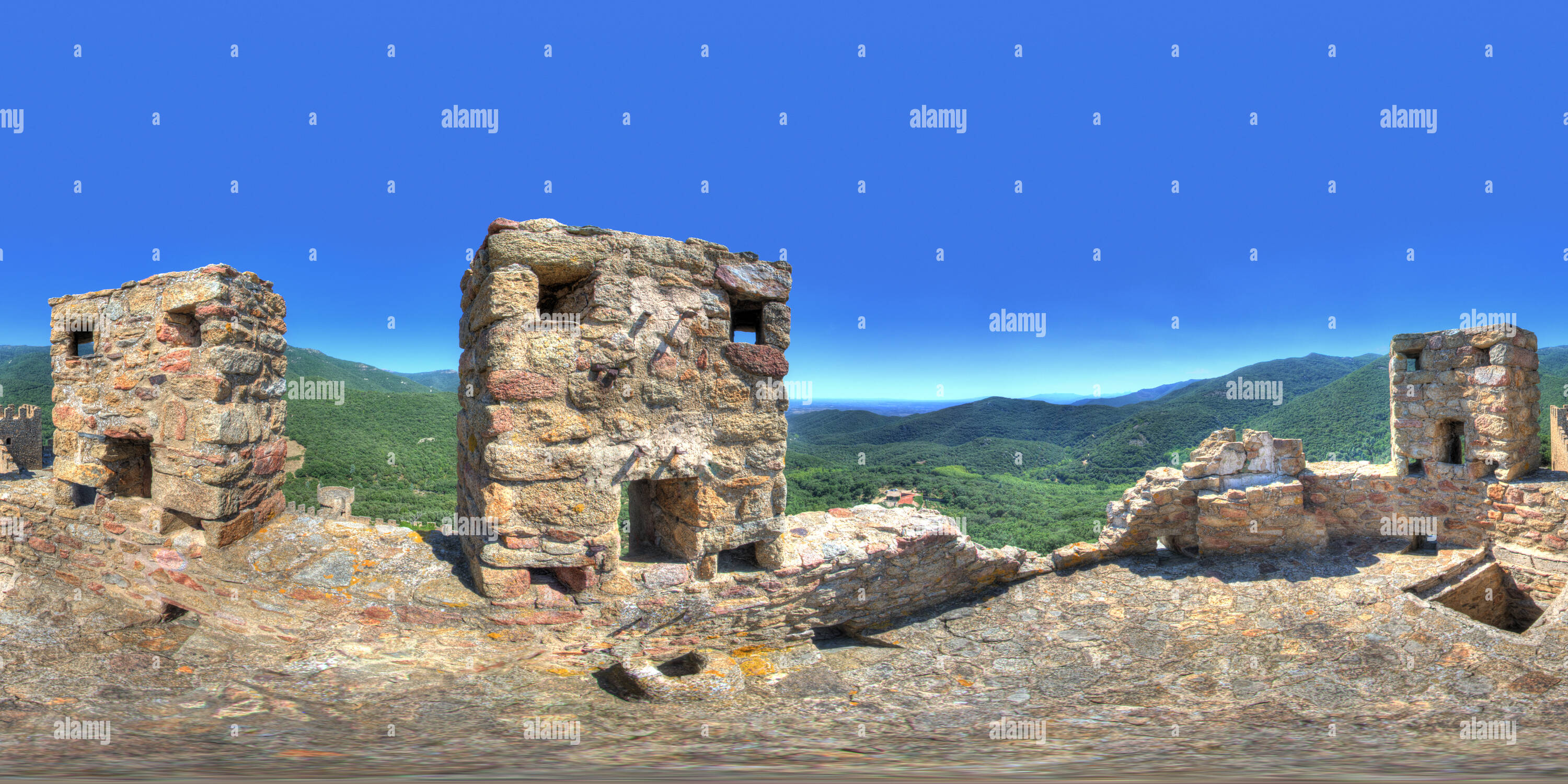 360° view of Requesens Castle - View from Homage Tower in HDR - Alamy