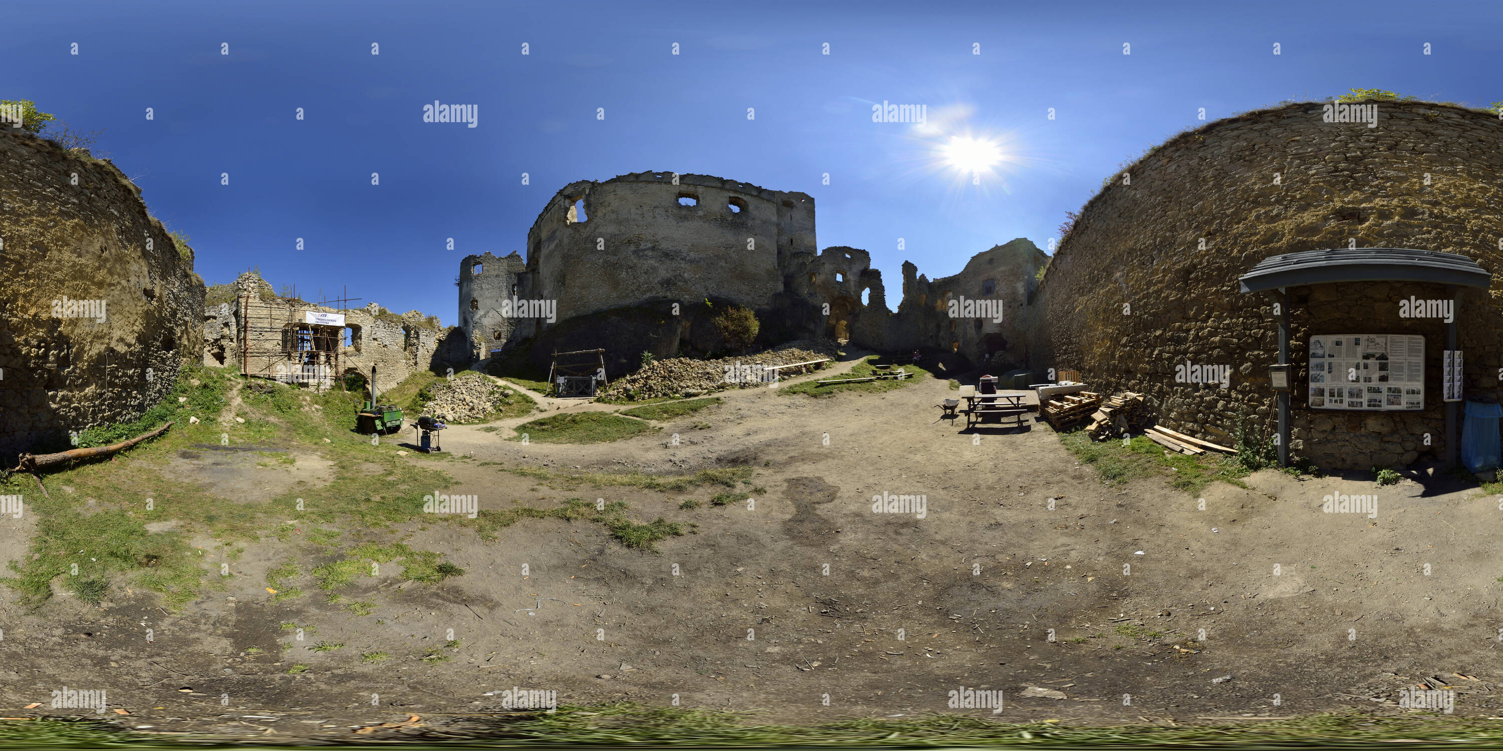 360° view of Castle Lietava - courtyard with well - Alamy