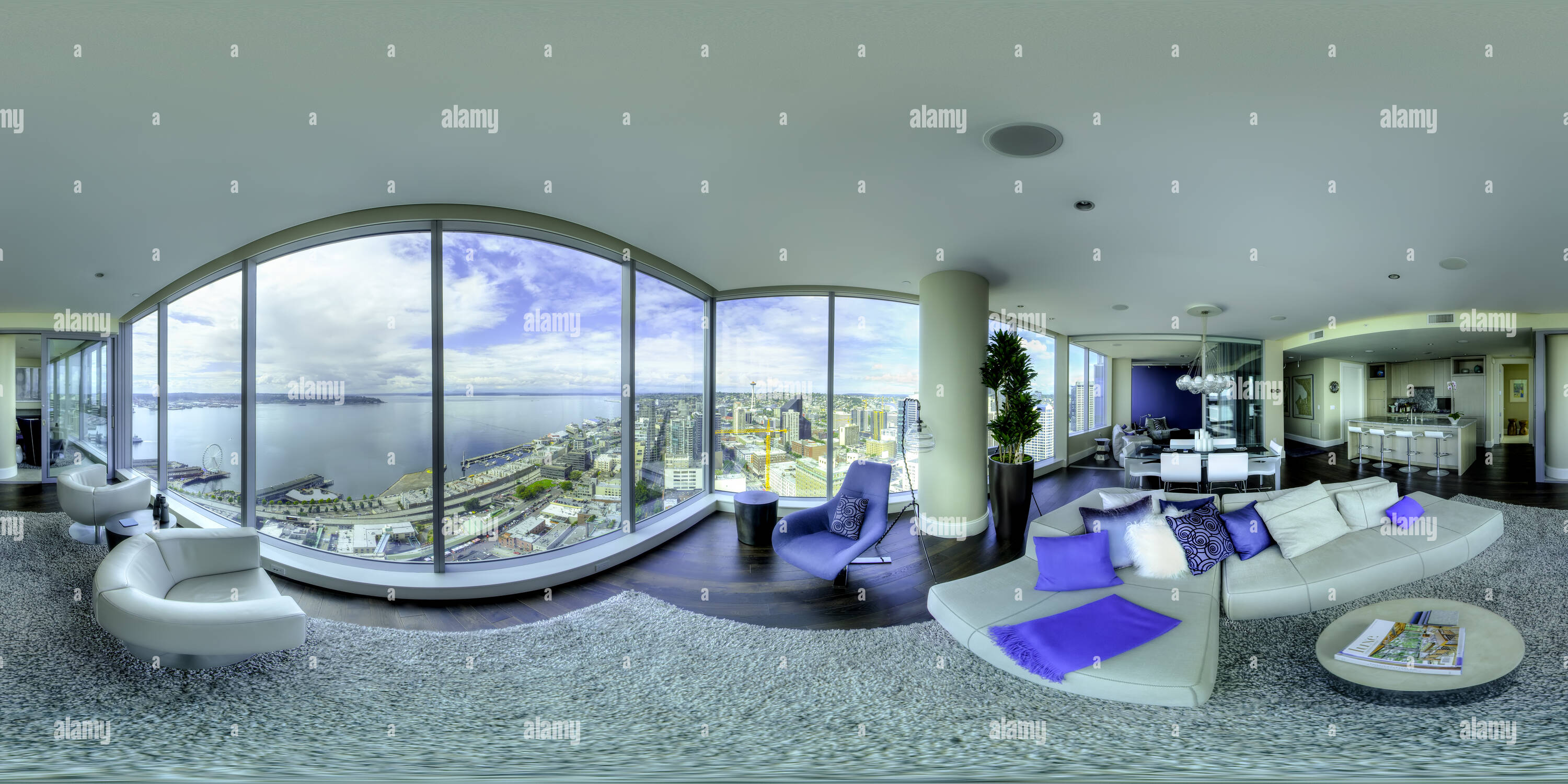 360° view of Northwest Elliot Bay View from High Rise Condo, Seattle ...