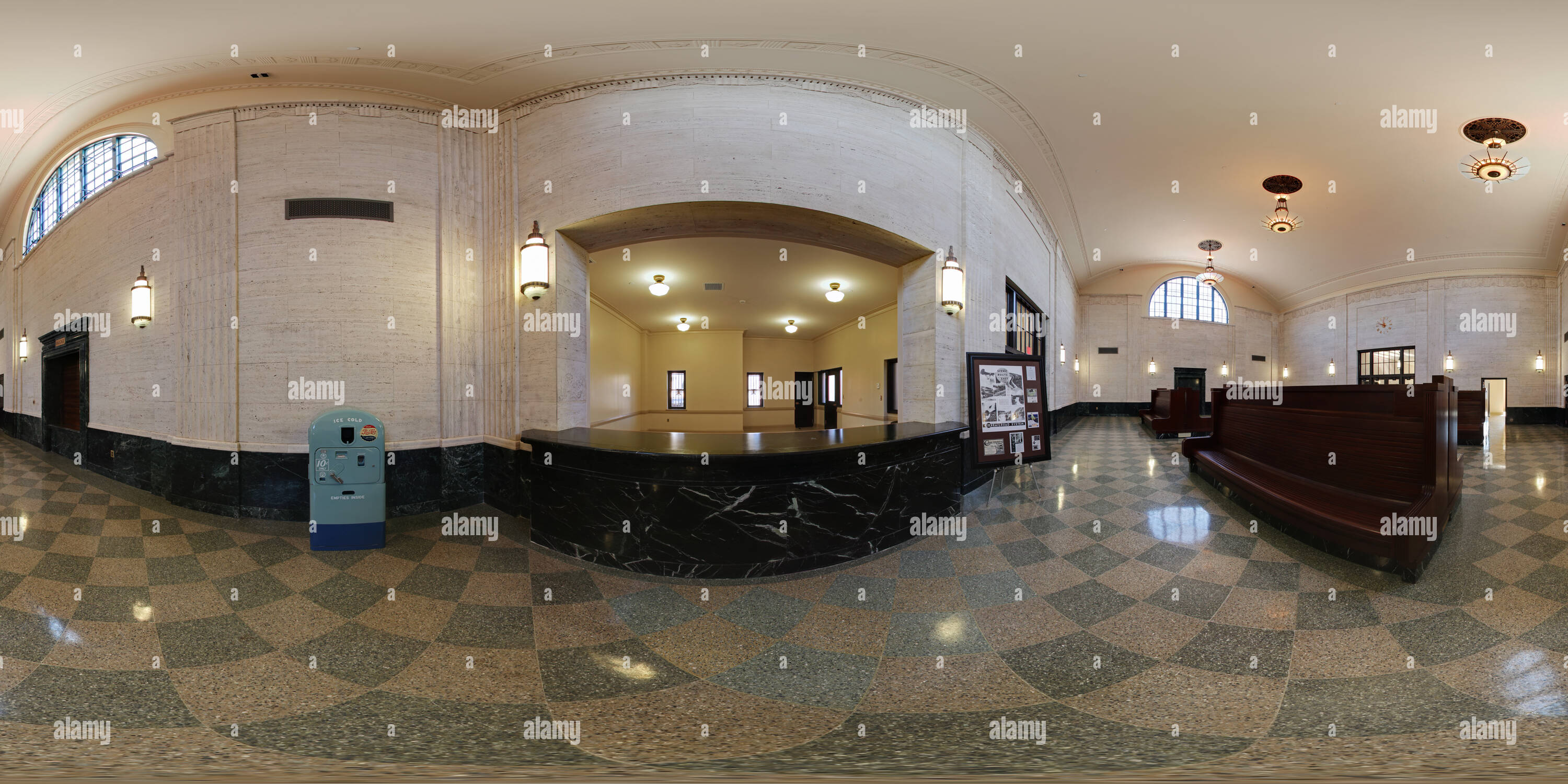 360° view of Erie Railroad Station, Waiting Room, Ticket Counter - Alamy