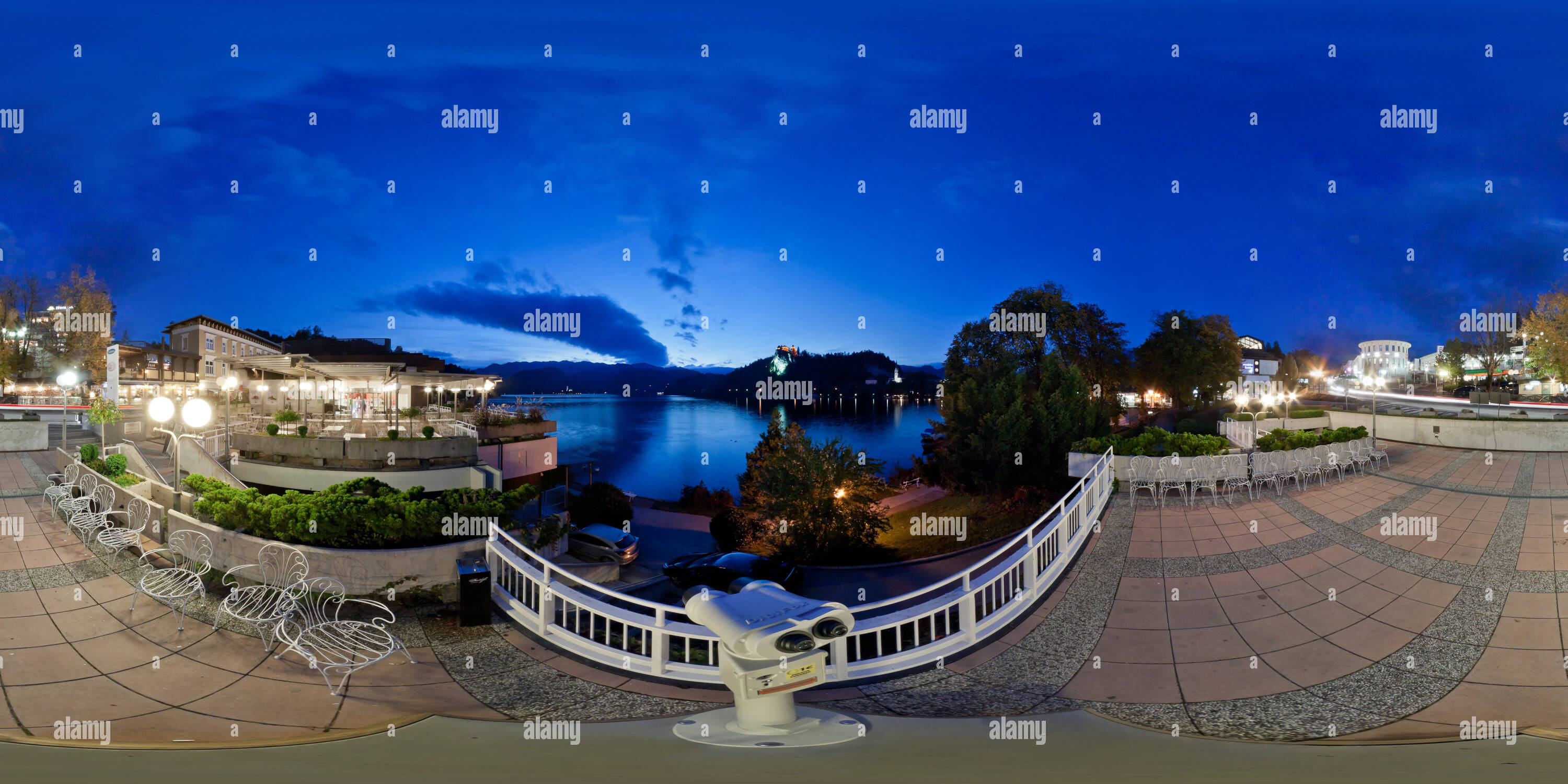 360° view of Blue hour Bled panorama - Alamy