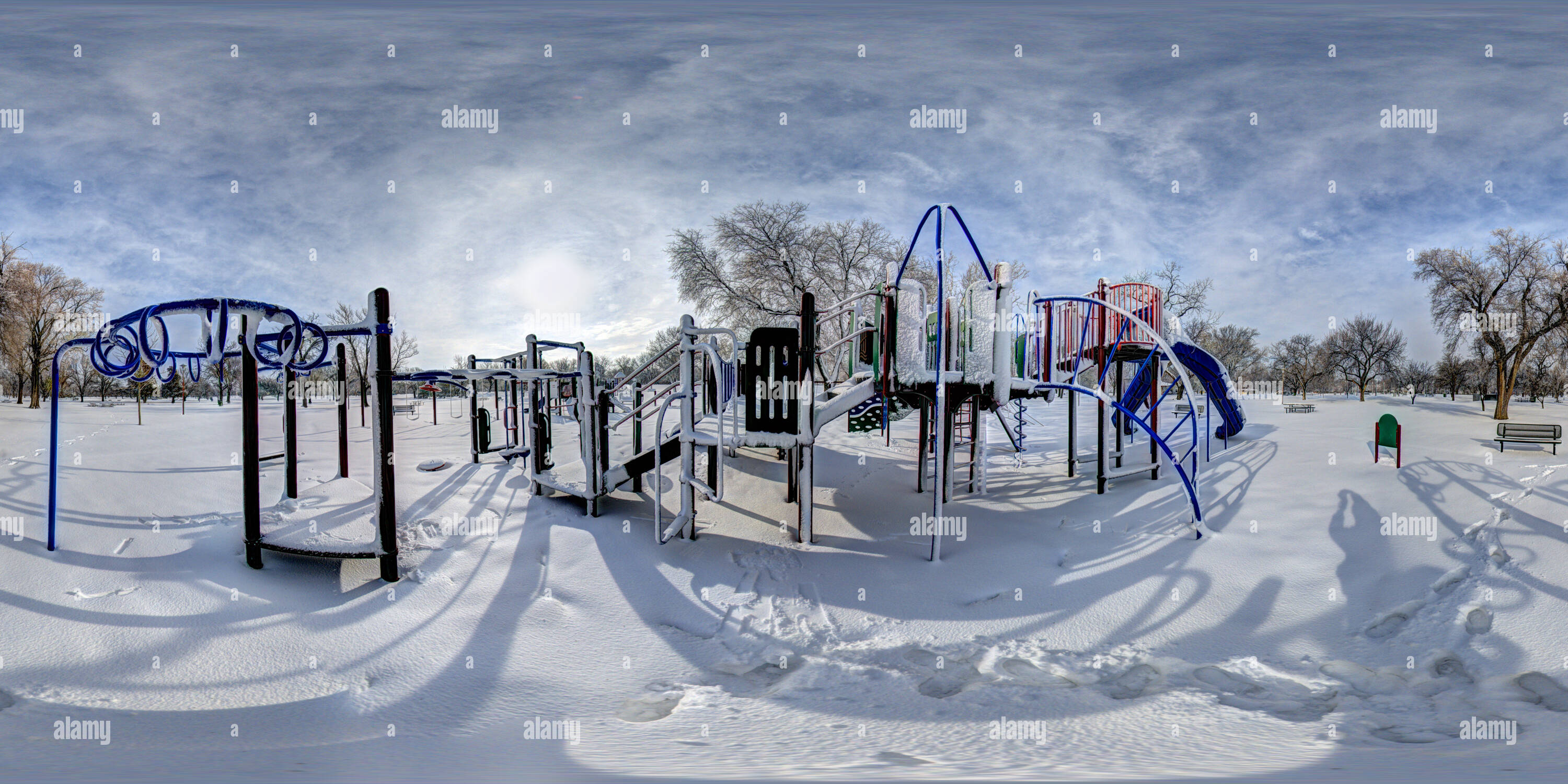 360° view of Playground in the snow I - Alamy