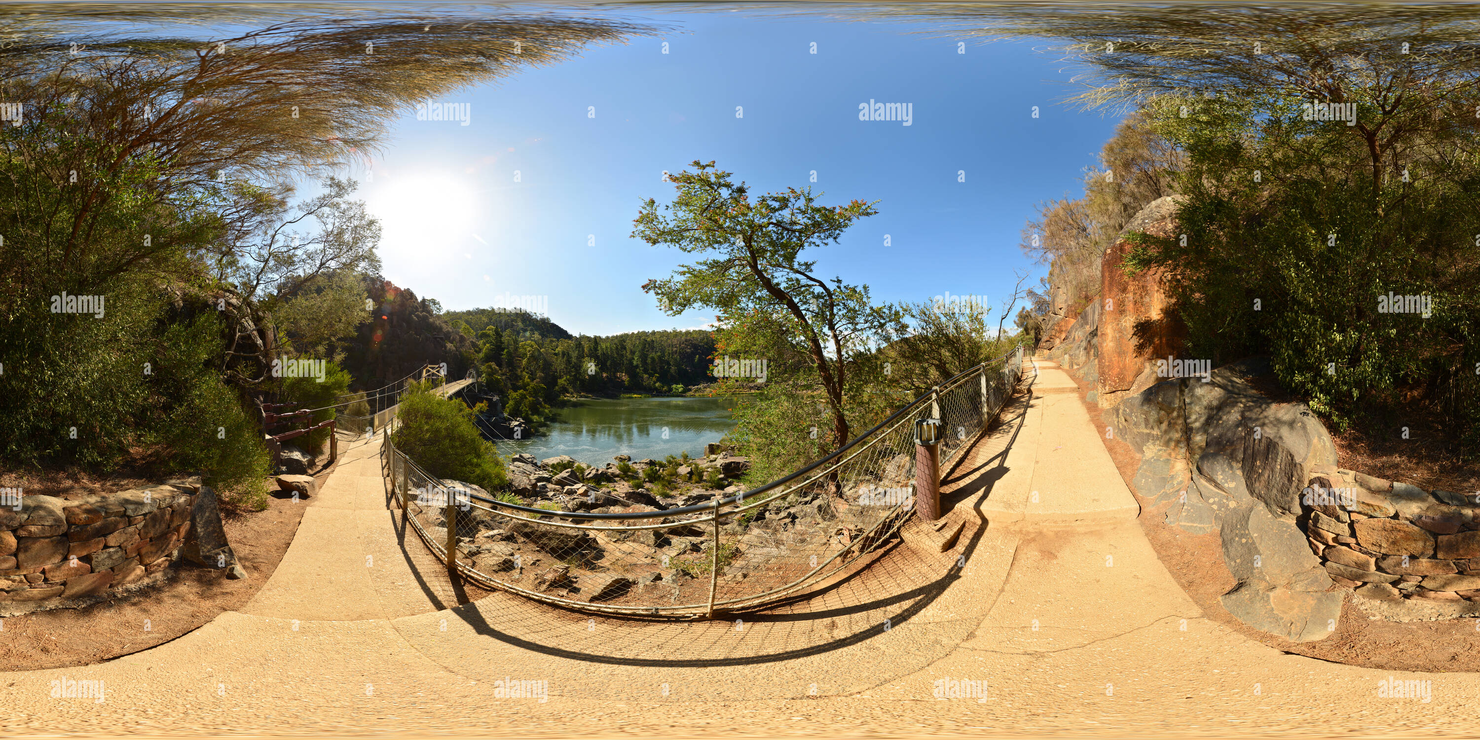 360° view of Alexandra Suspension bridge at Cataract Gorge near ...