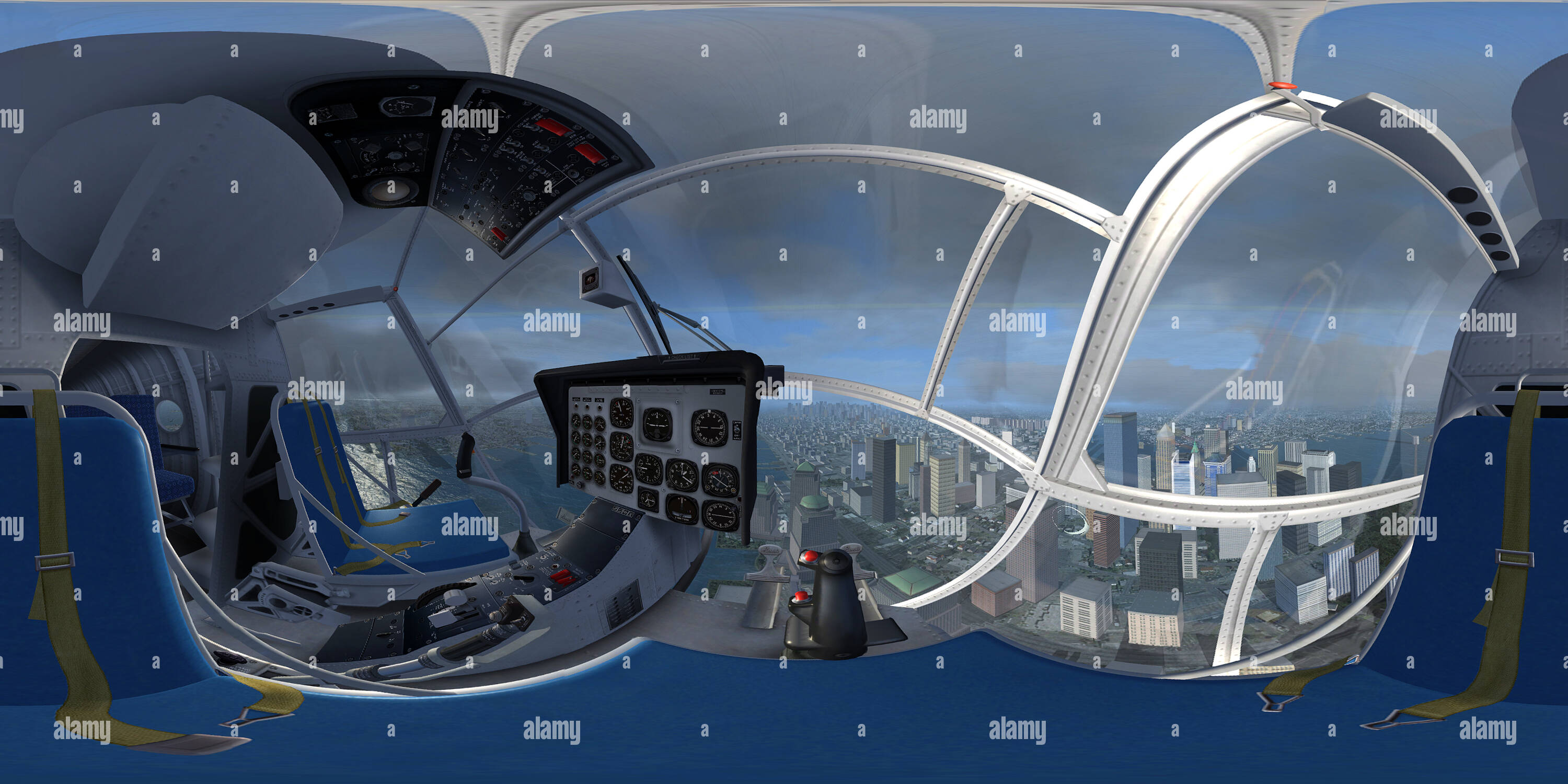 360° view of Helicopter cockpit over New York city (Flight Simulator ...