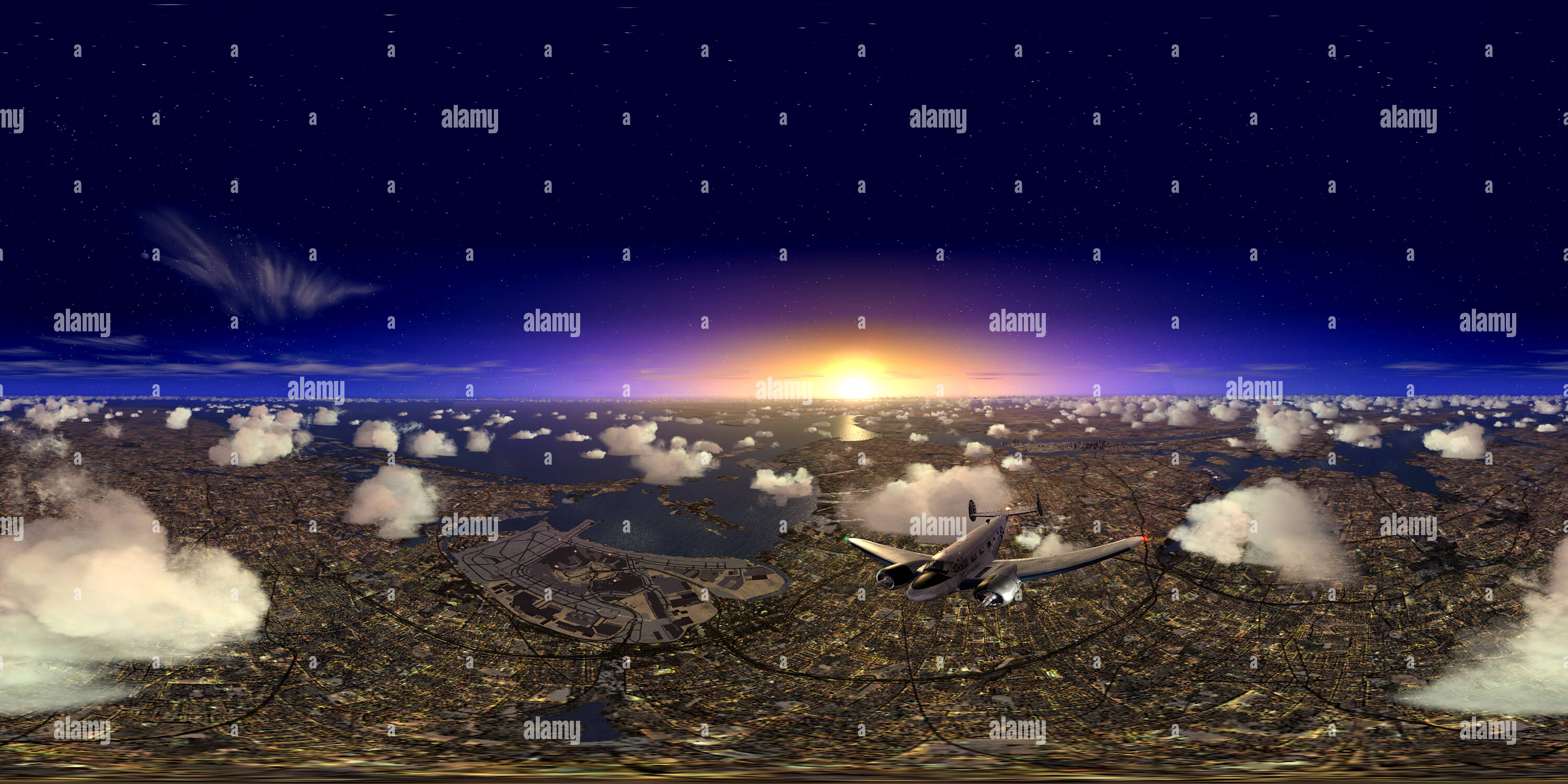 360° view of Flying over Kennedy Internation (MS Flight Simulator ...