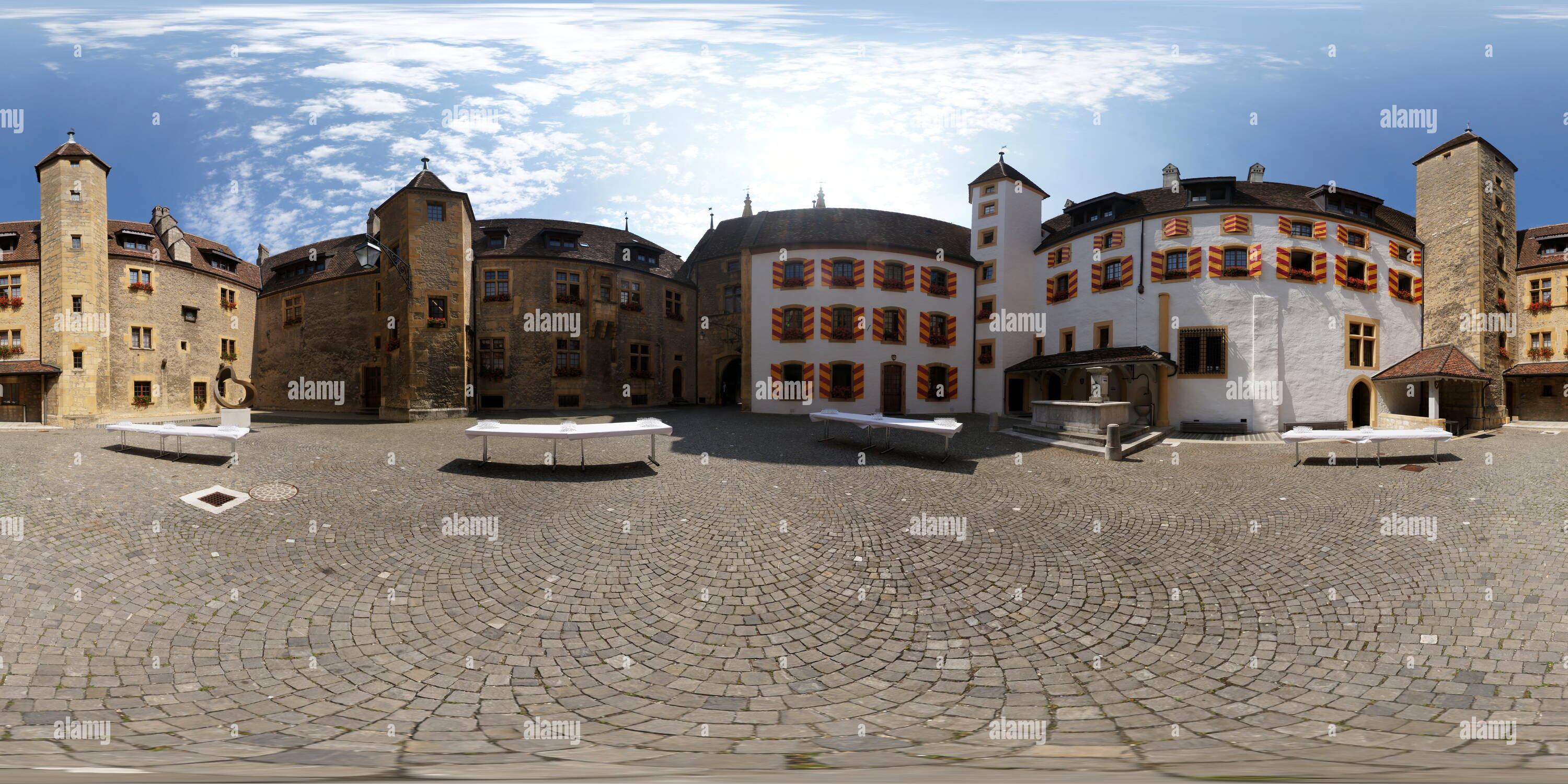 360° view of Switzerland Nechatel Chateau Inner Court - Alamy