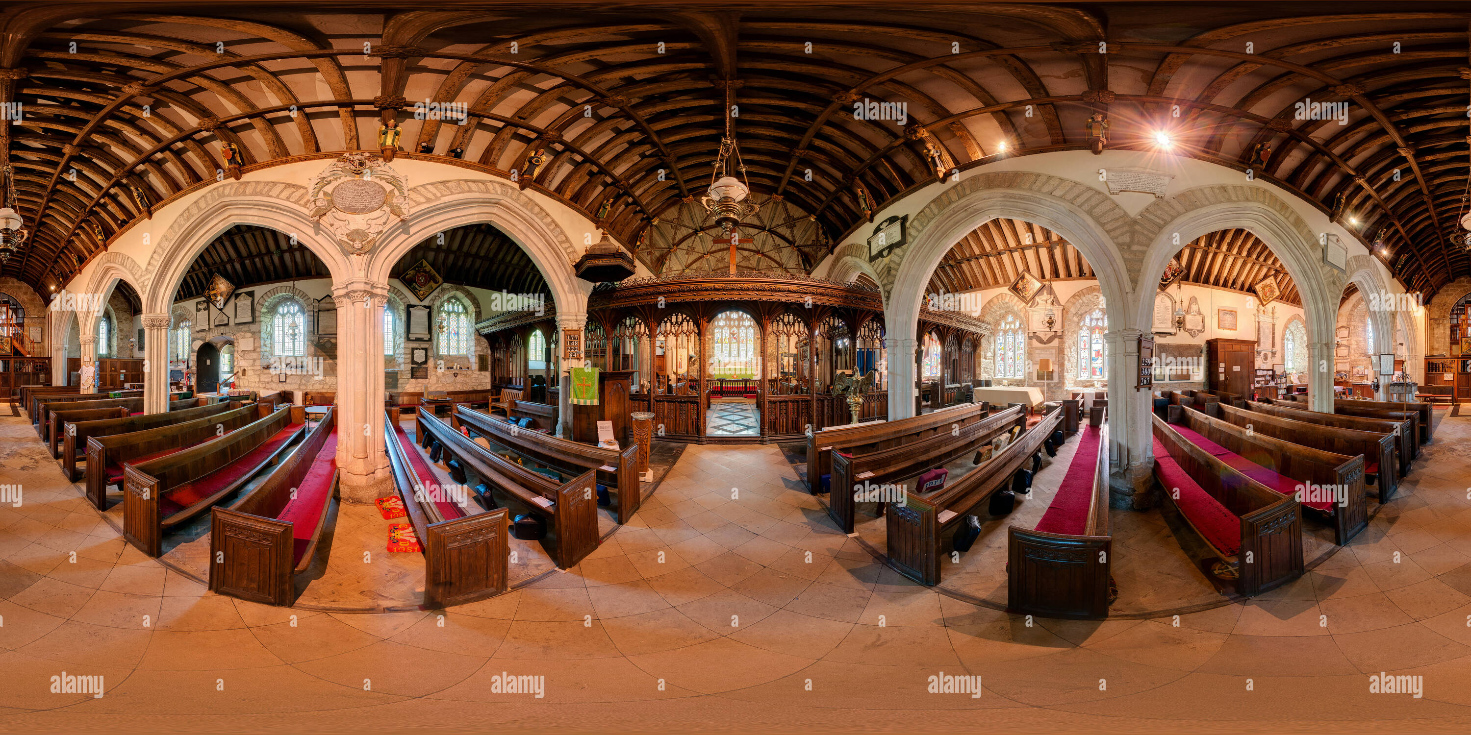360° view of Madron Church, the Nave - Alamy