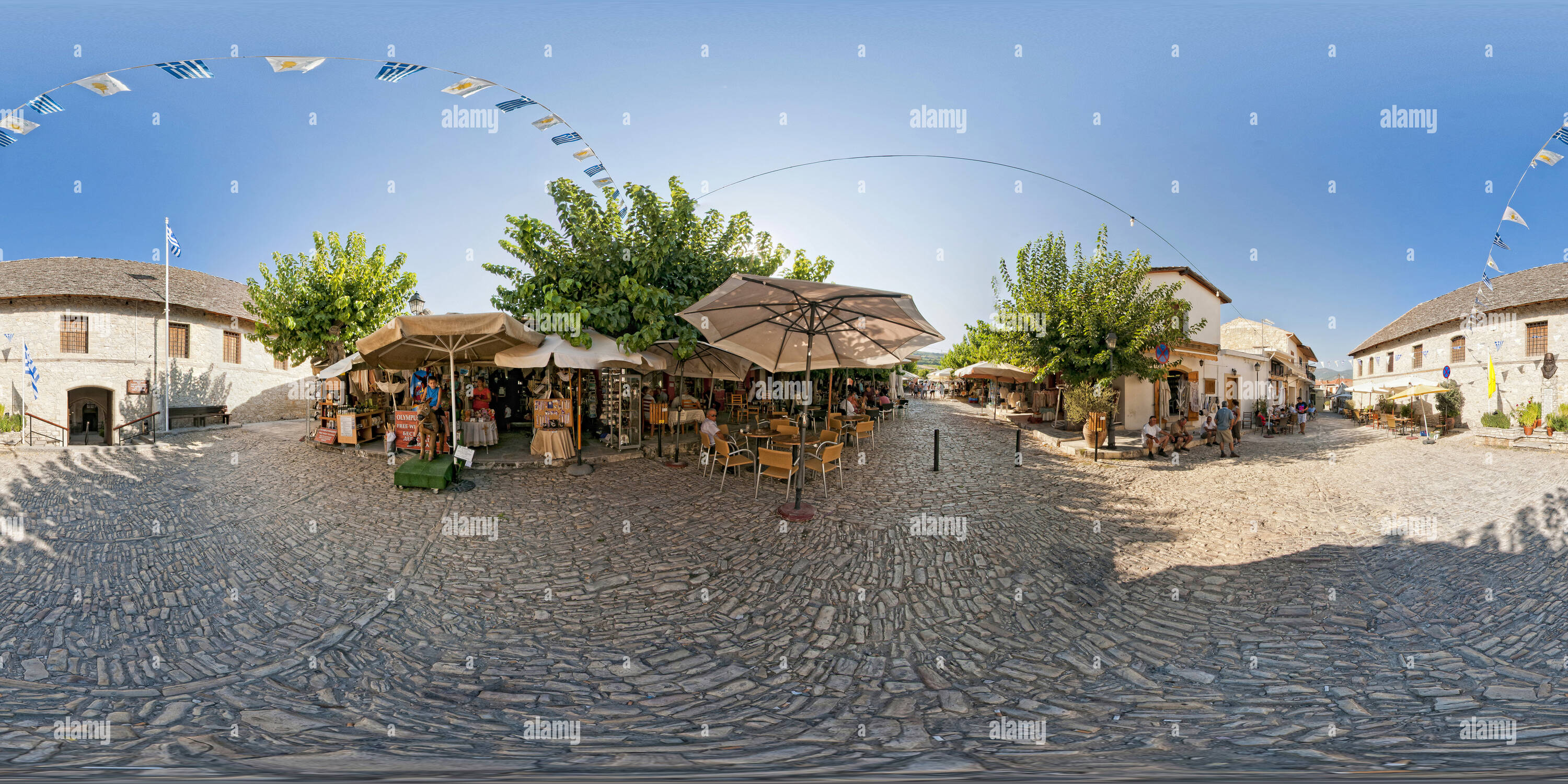 360° view of Omodos Village square, Cyprus - Alamy