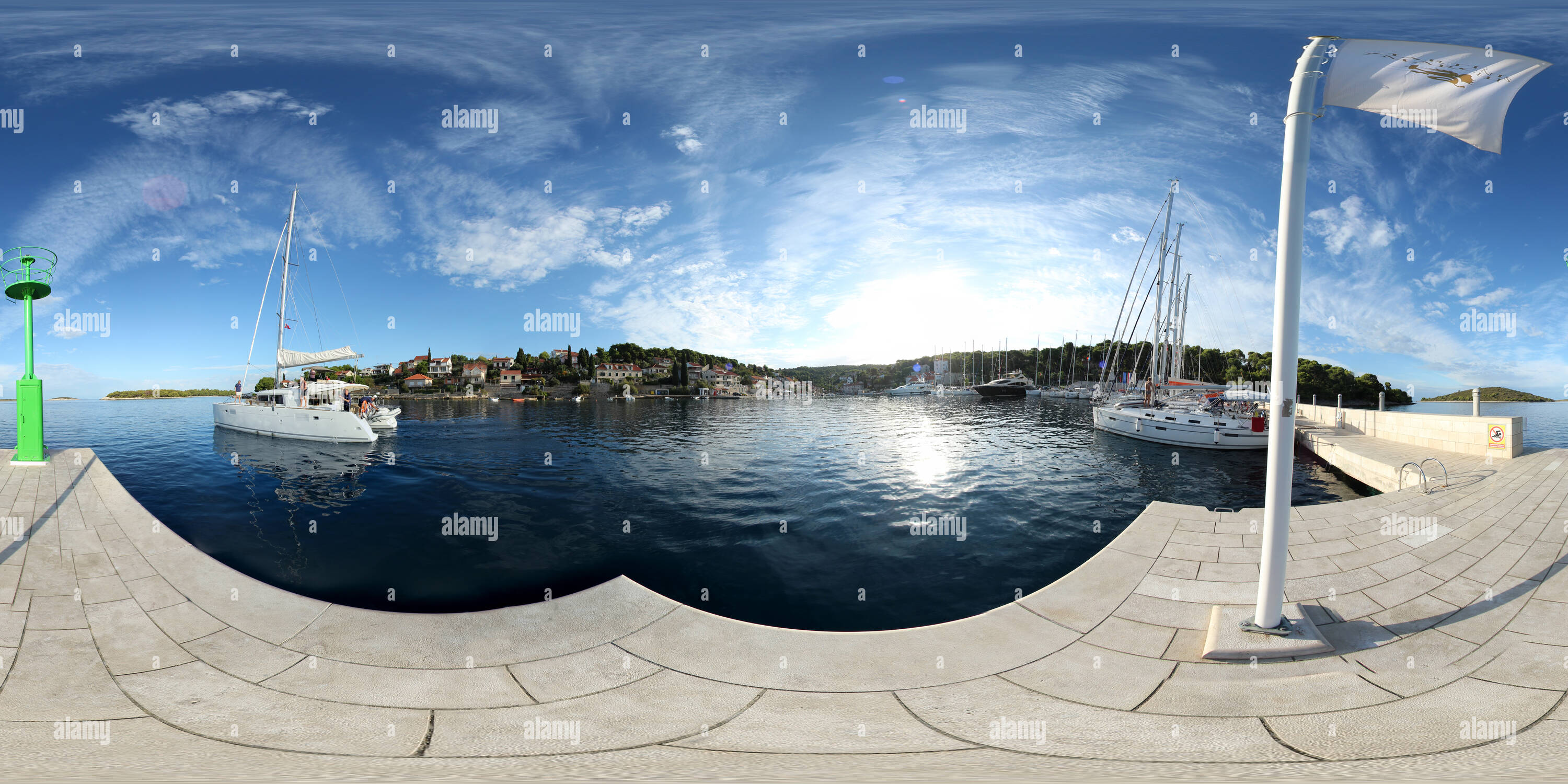 360° view of Maslinica and the marina Martinis Marchi, Solta island ...