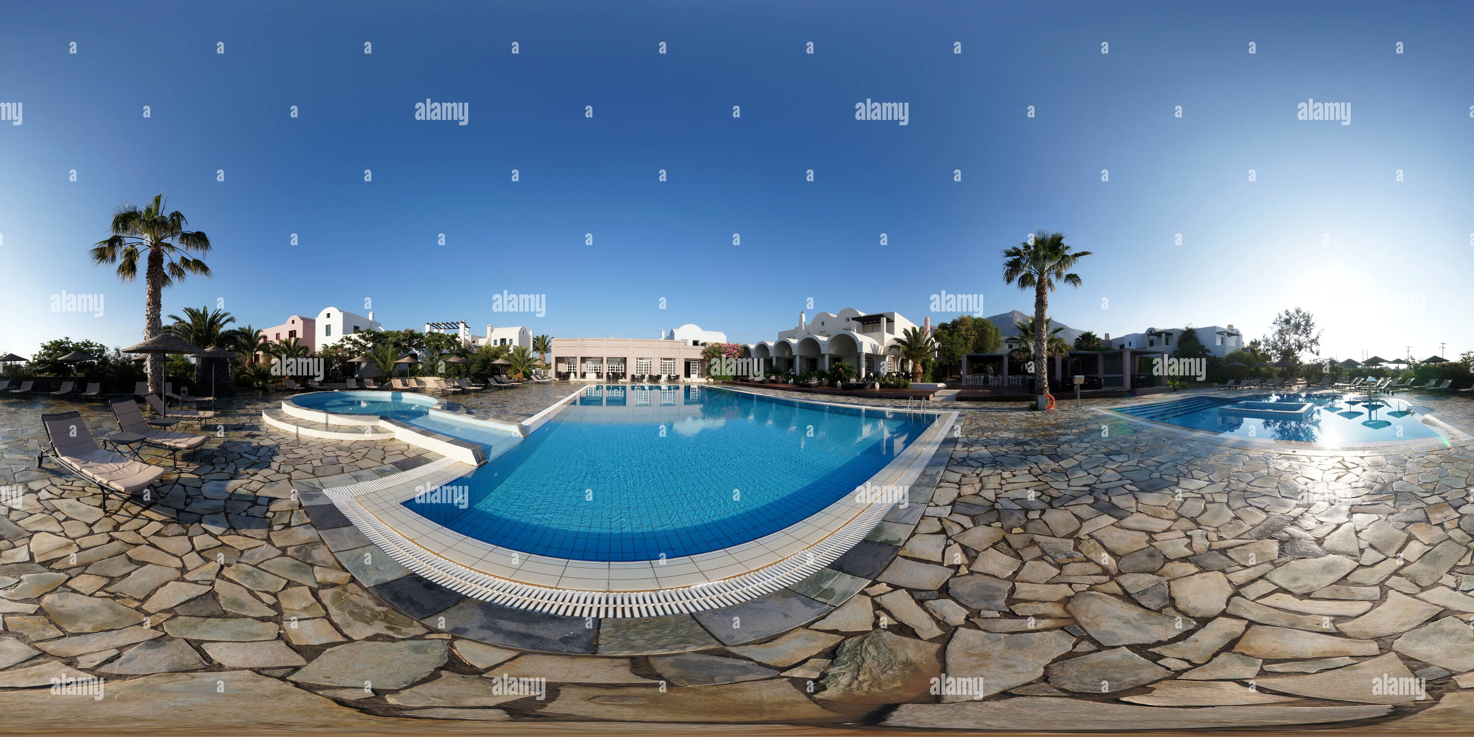 360° view of Greece Santorini 9 Muses Pool - Alamy