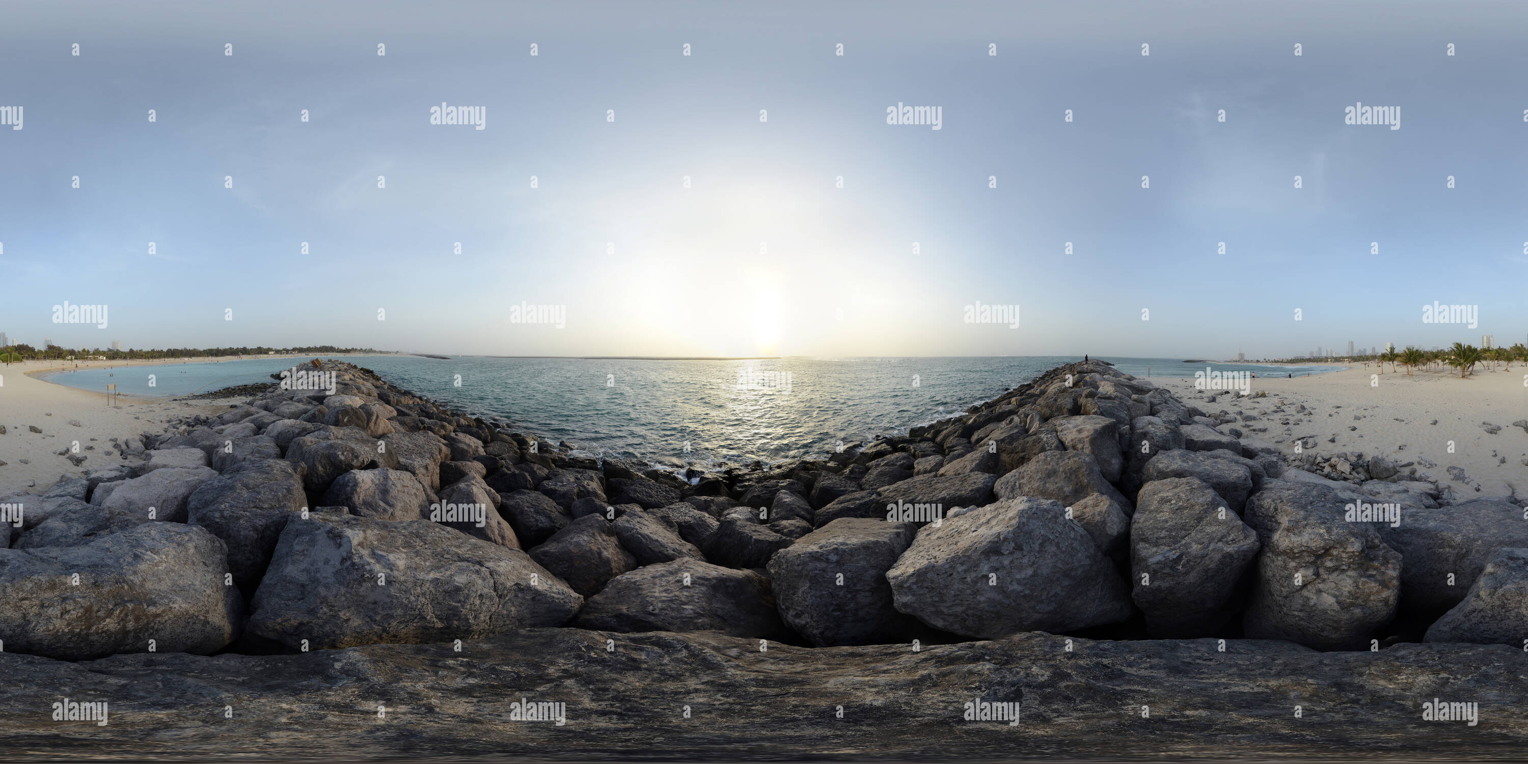 360° view of Dubai Sharja Beach Sunset - Alamy