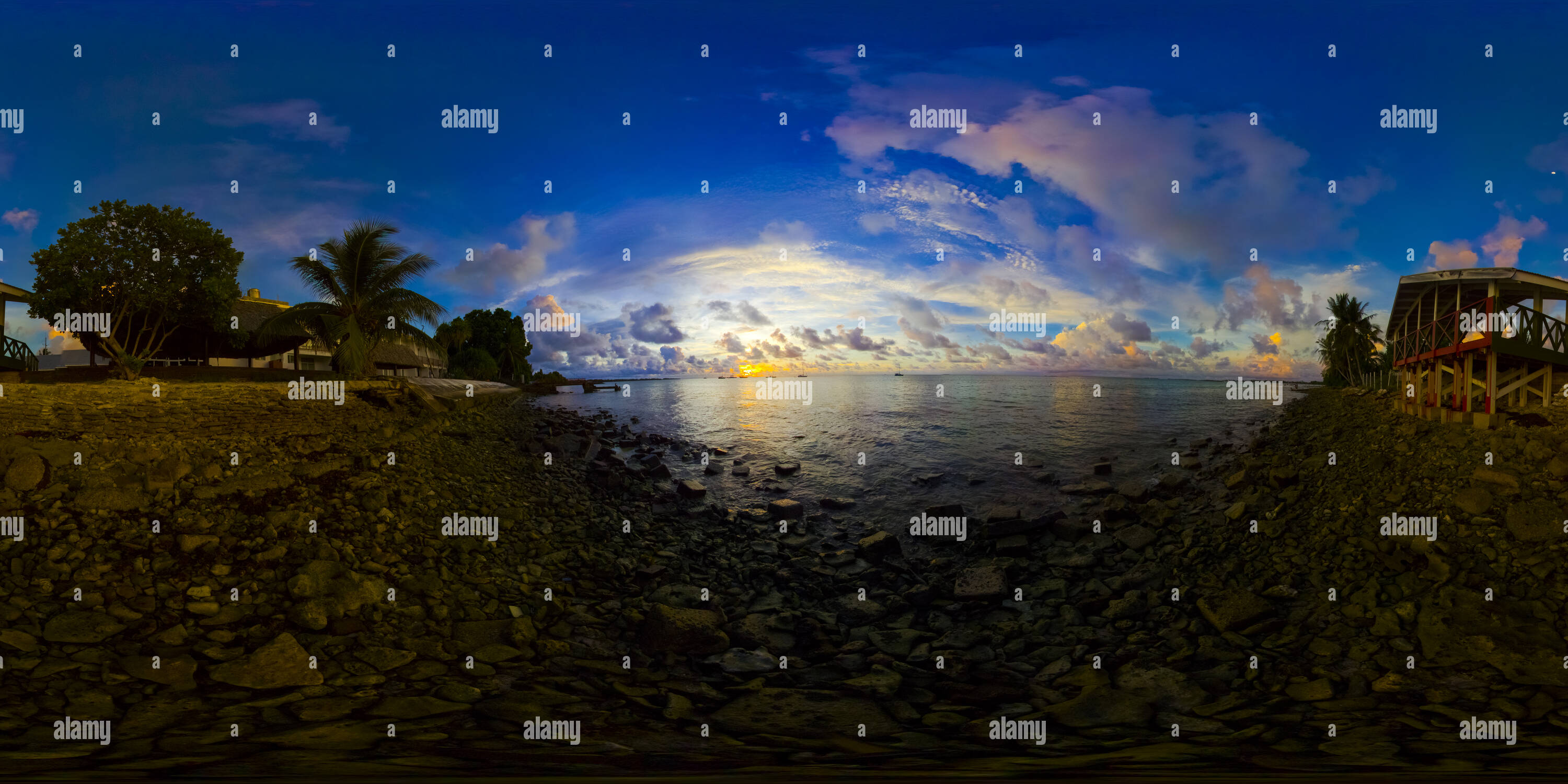 360° view of Sunset on Funafuti lagoon, Tuvalu - Alamy