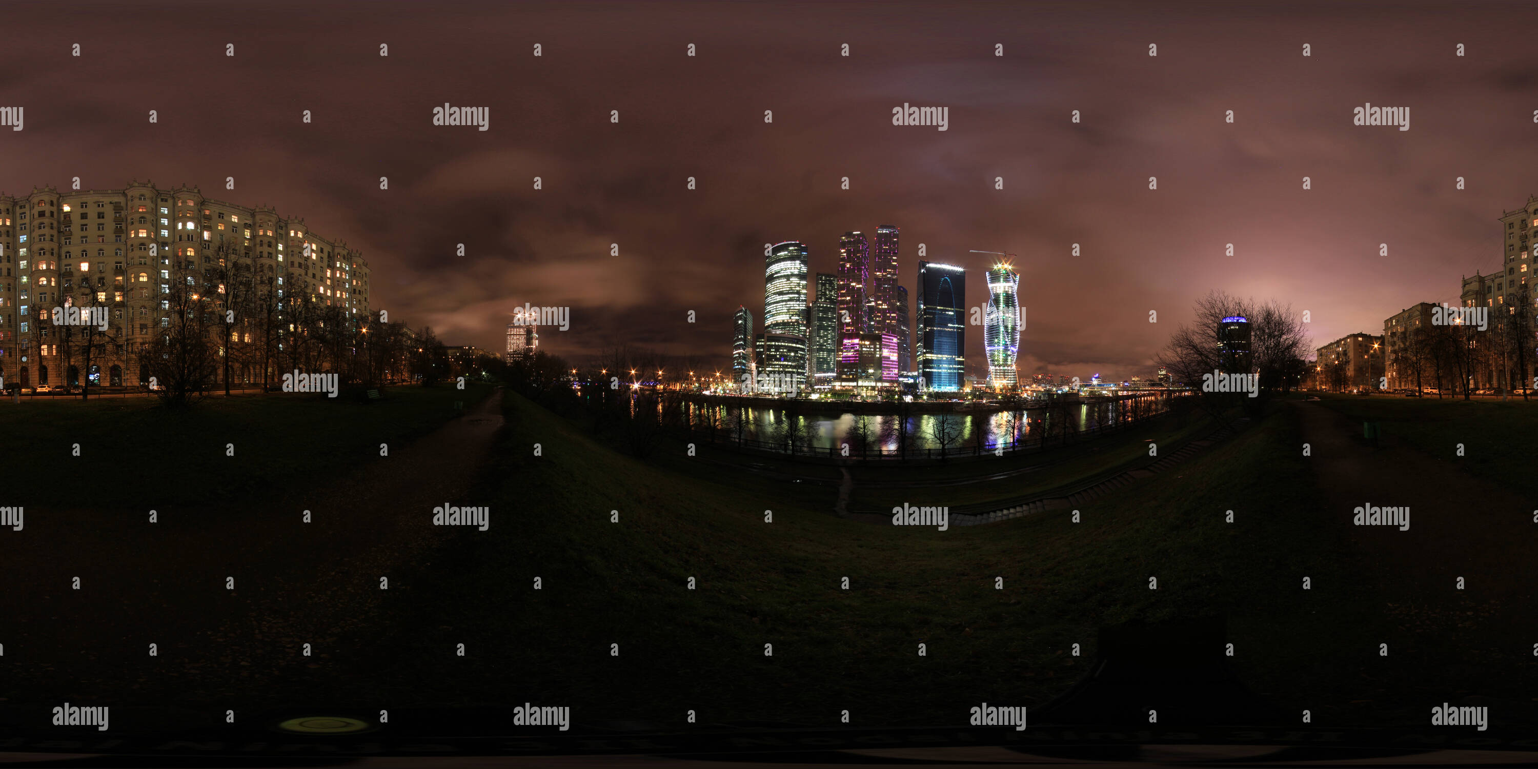 360° view of Moscow City at november night - Alamy