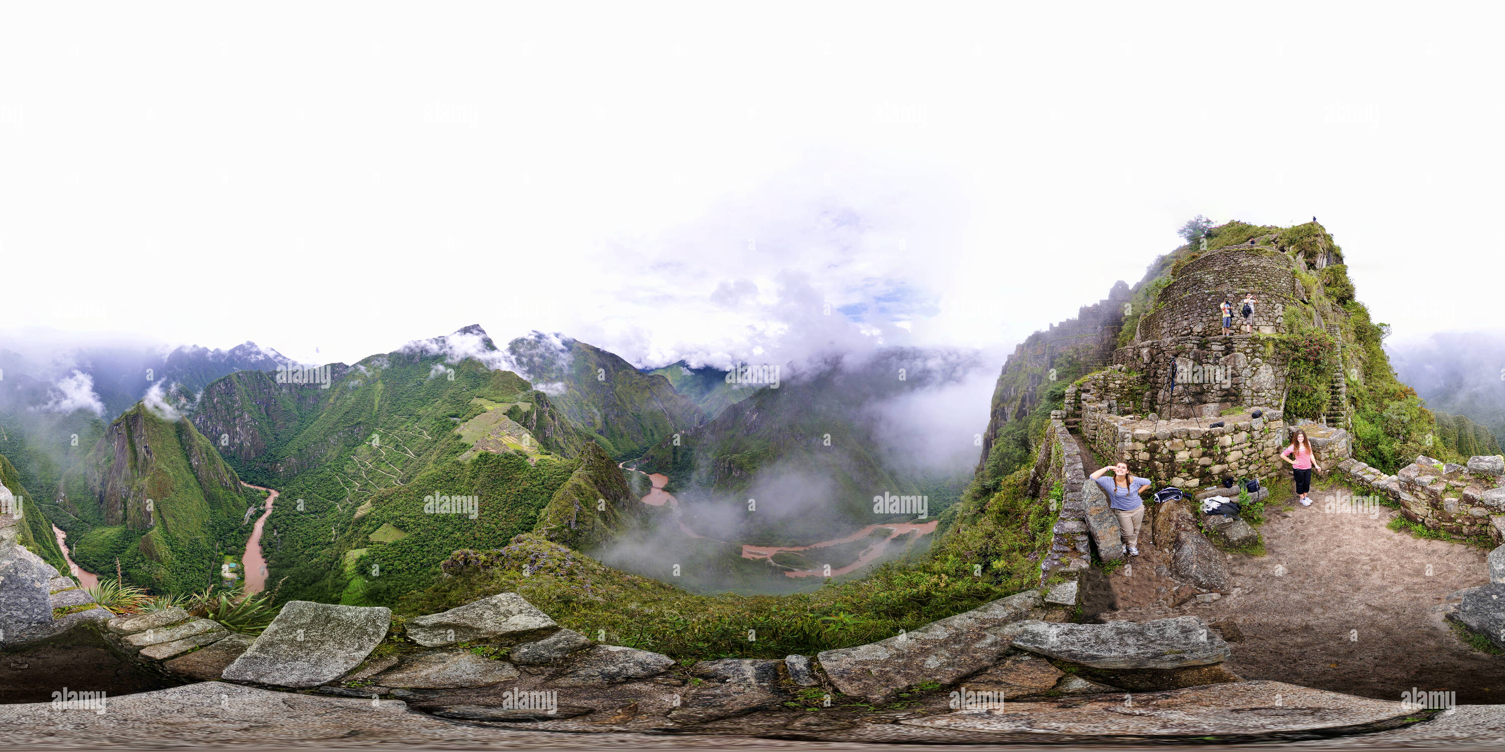 360° view of The view of Machu Picchu from a hike up Huayna Picchu ...