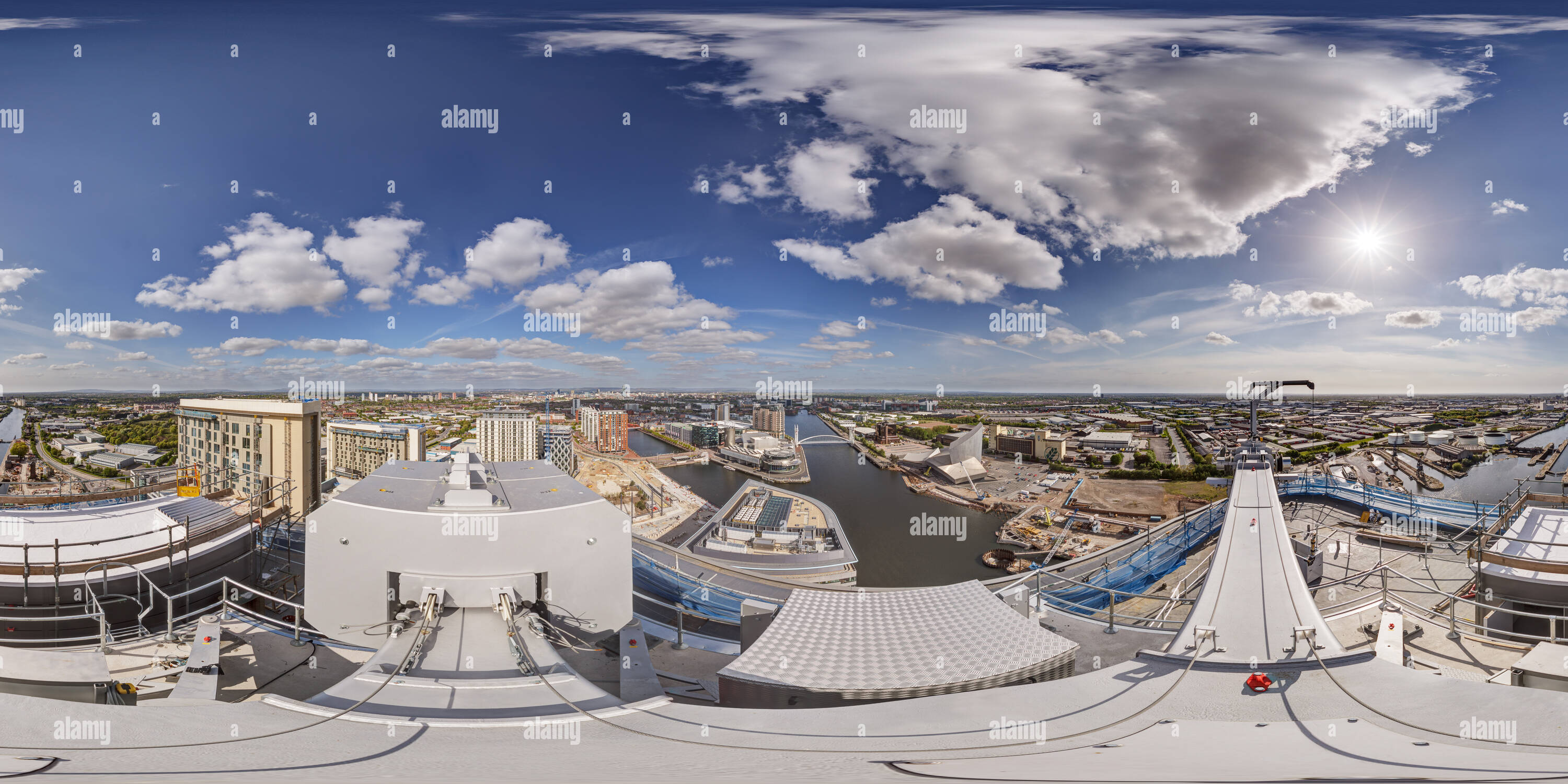 360° view of Looking over Manchester and Salford's skyline at MediaCity ...