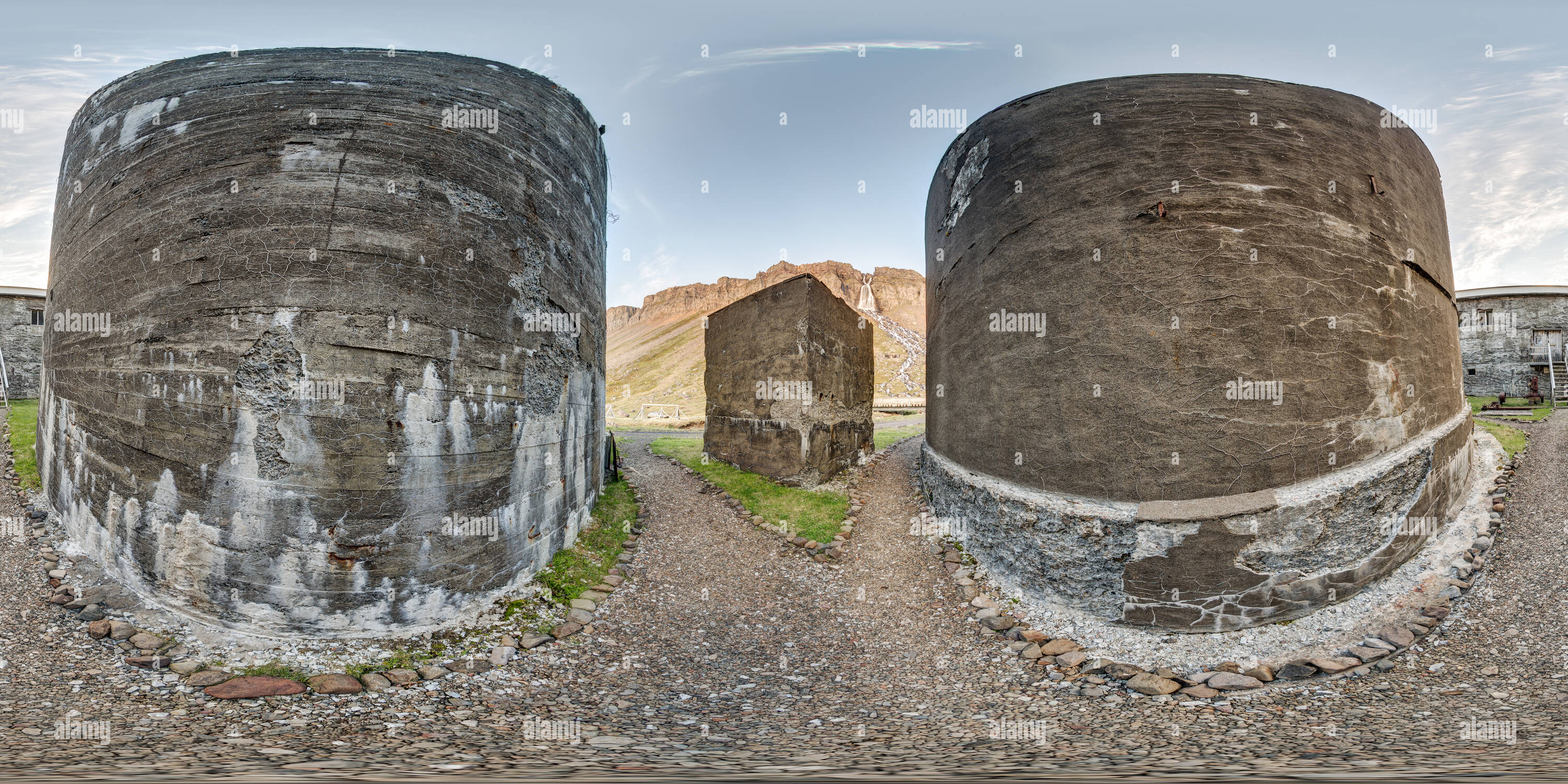 360° view of Between the concrete herring oil tanks at Djúpavík ...