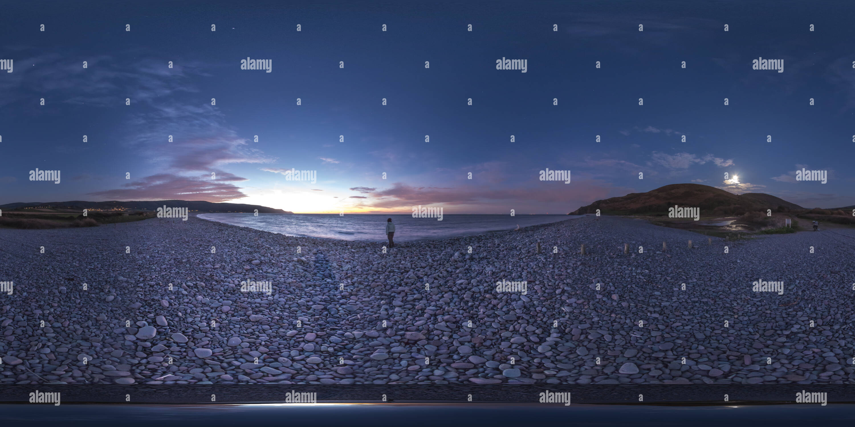 360° view of Bossington Beach by Moonlight - Alamy