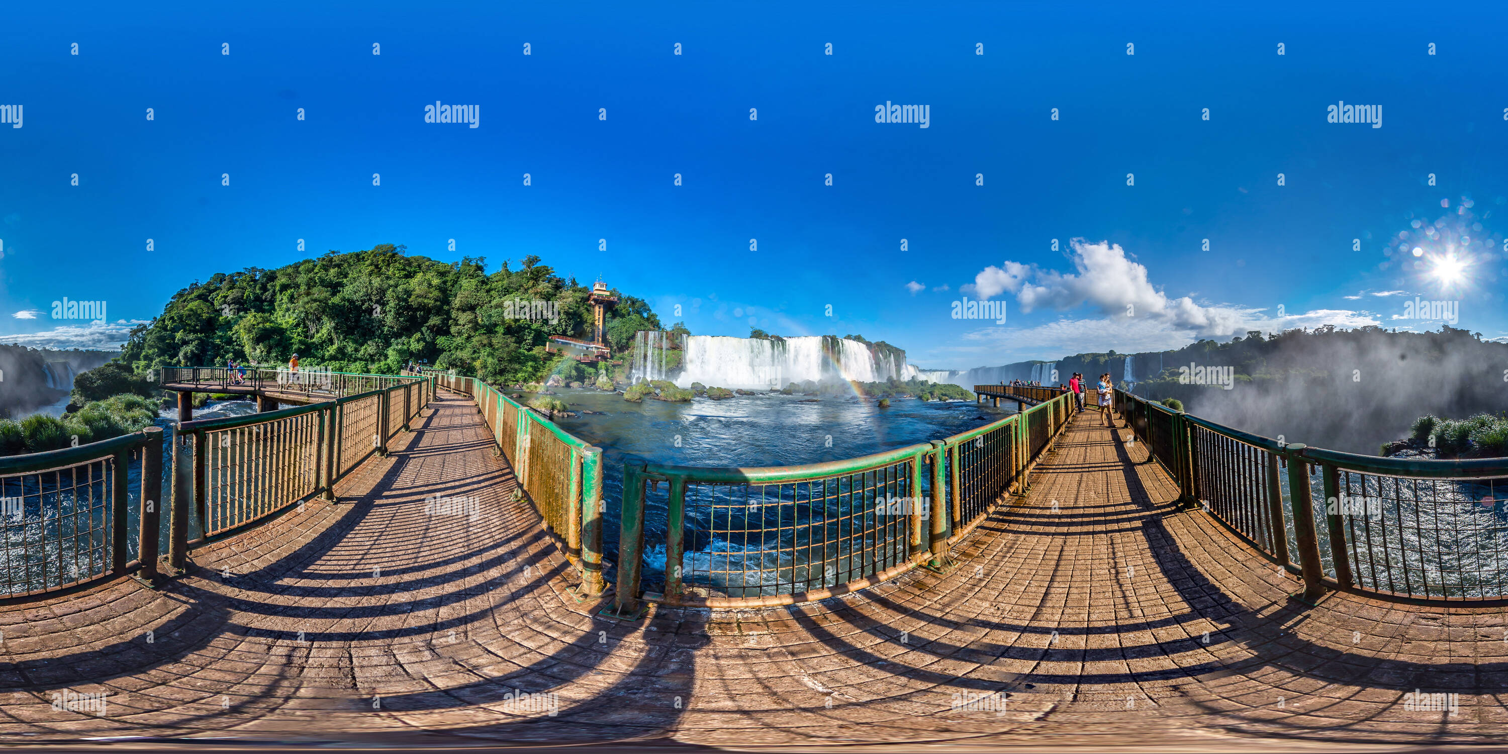 360° view of Iguazu Falls walkway to the edge of the falls of the ...