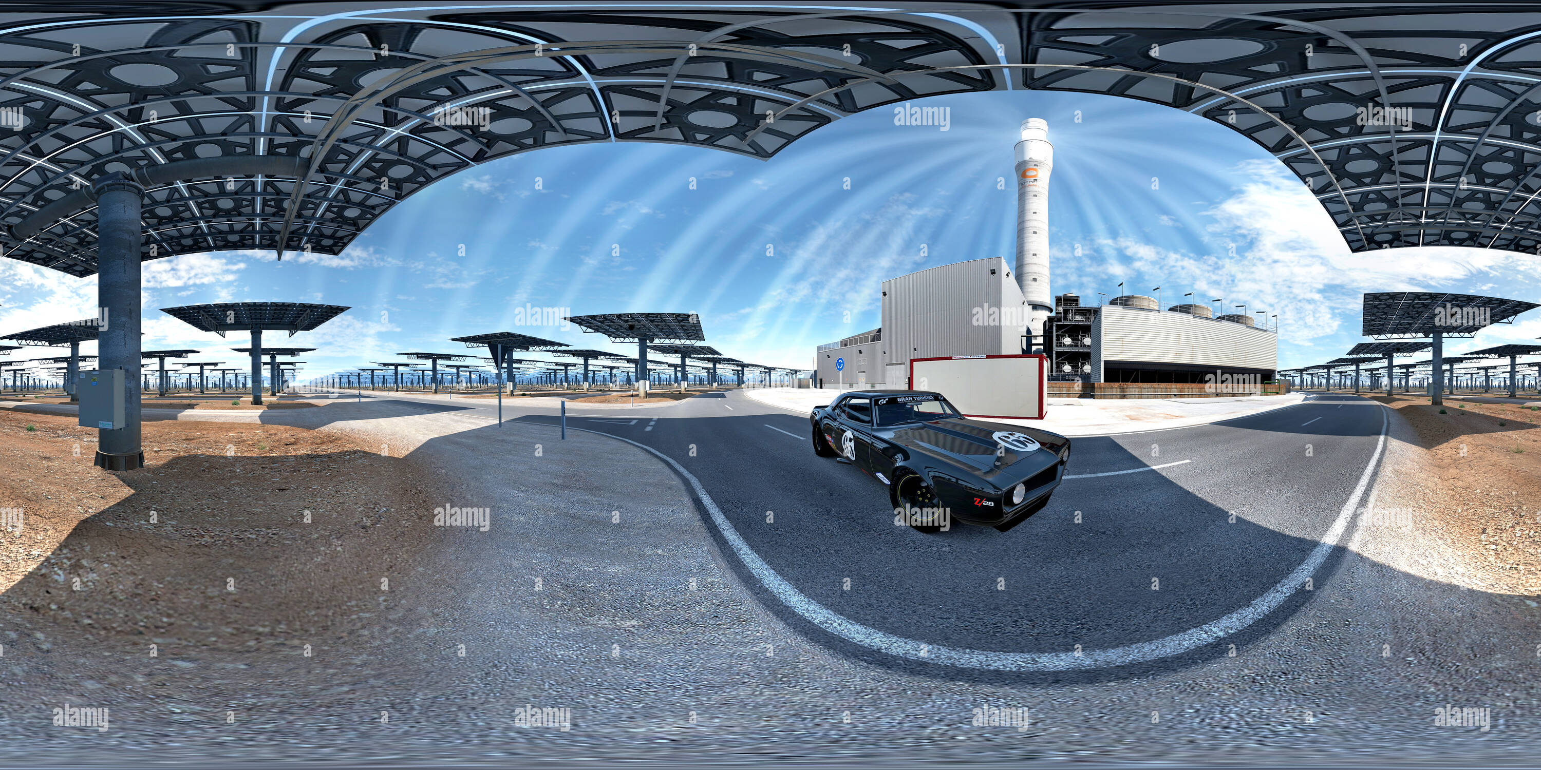 360° view of Gran Turismo - camaro race car at solar farm - Alamy