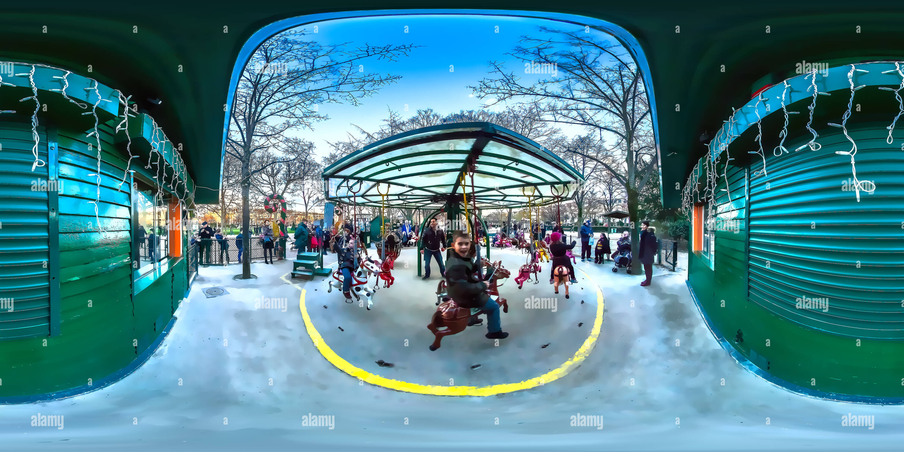 360° view of Carousel in Champ de Mars Garden - Alamy
